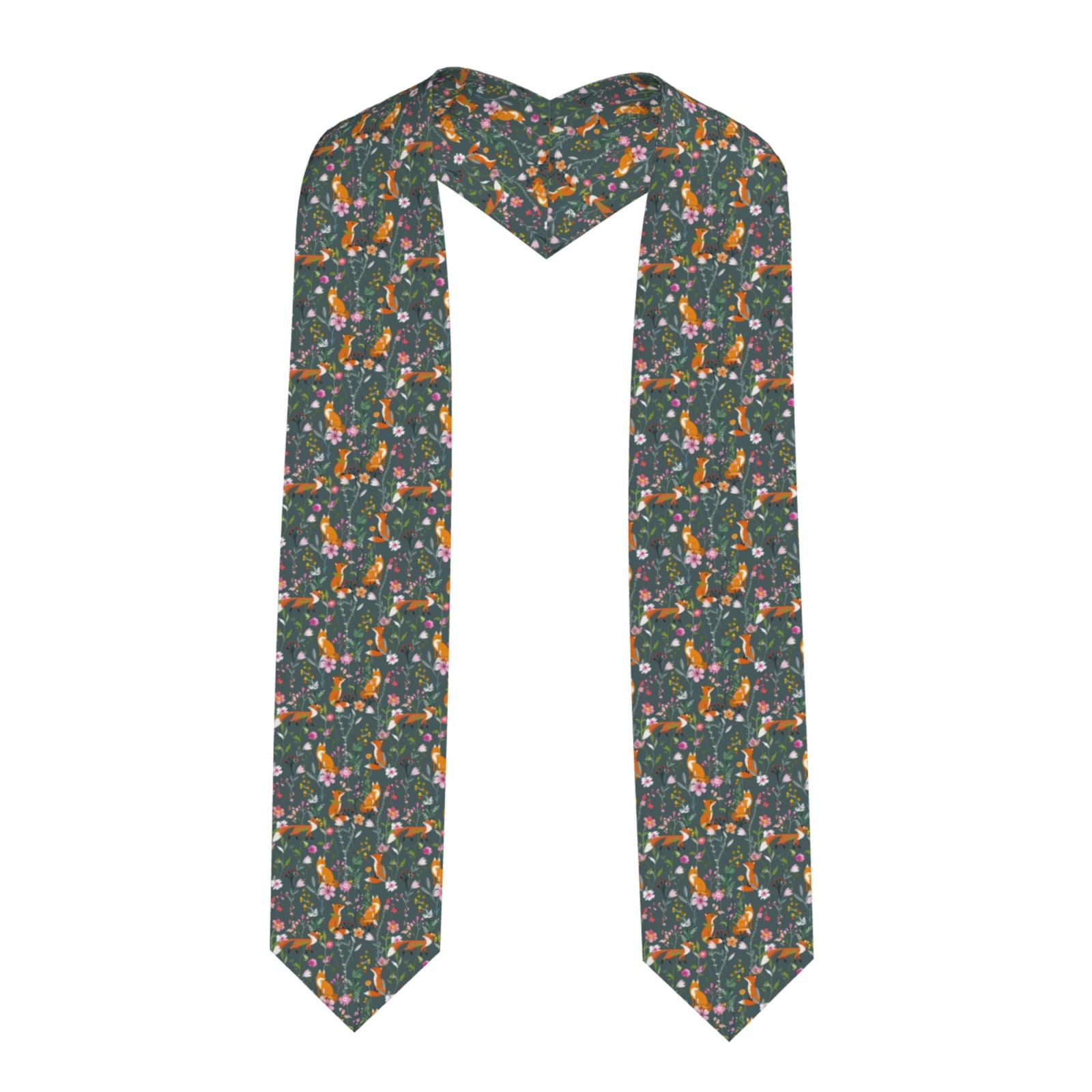 Zufioo Wolf Fox In Flower Forest Print Graduation Shawl Ribbon ...