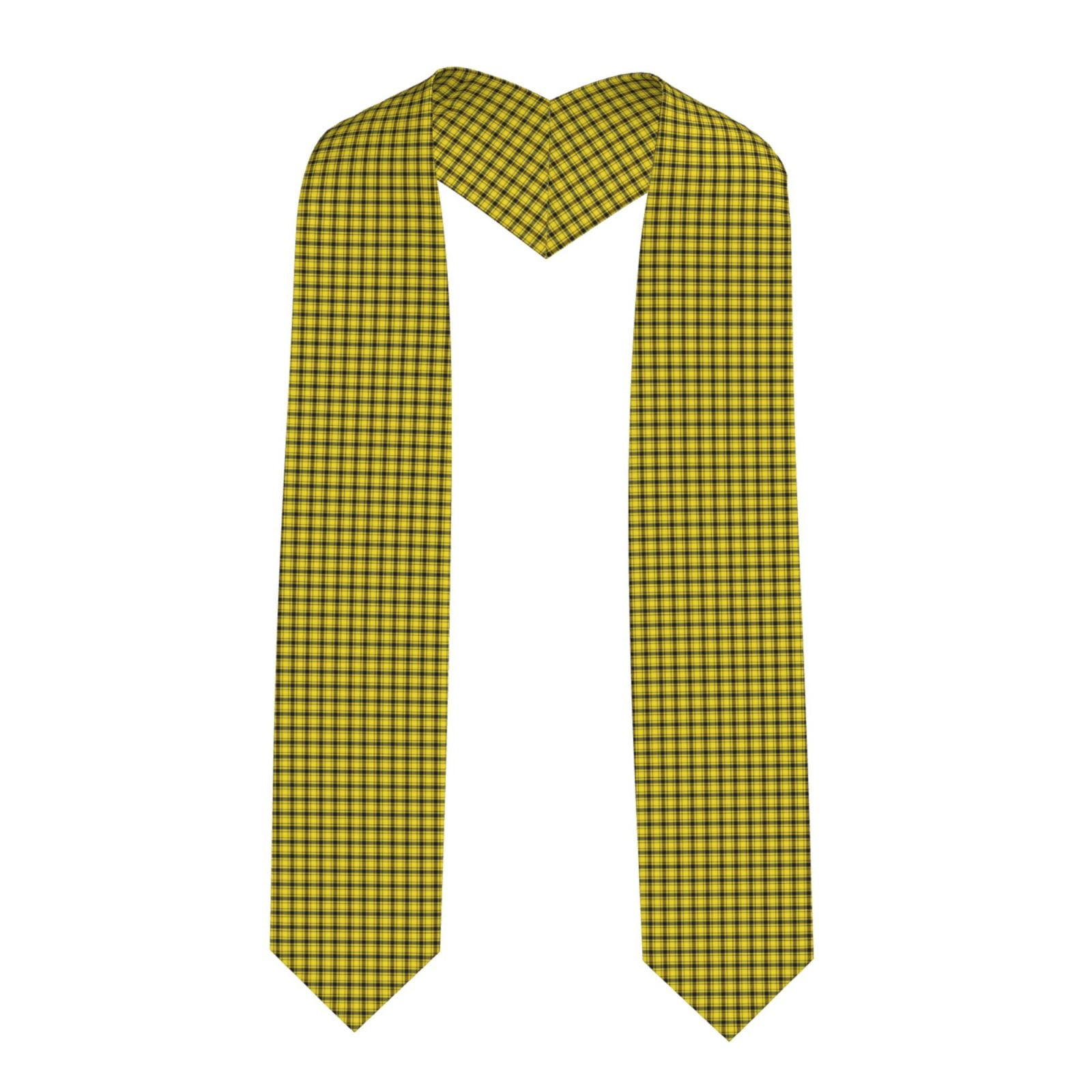 Zufioo Yellow Checkered Plaid Print Graduation Shawl Ribbon, Graduation ...