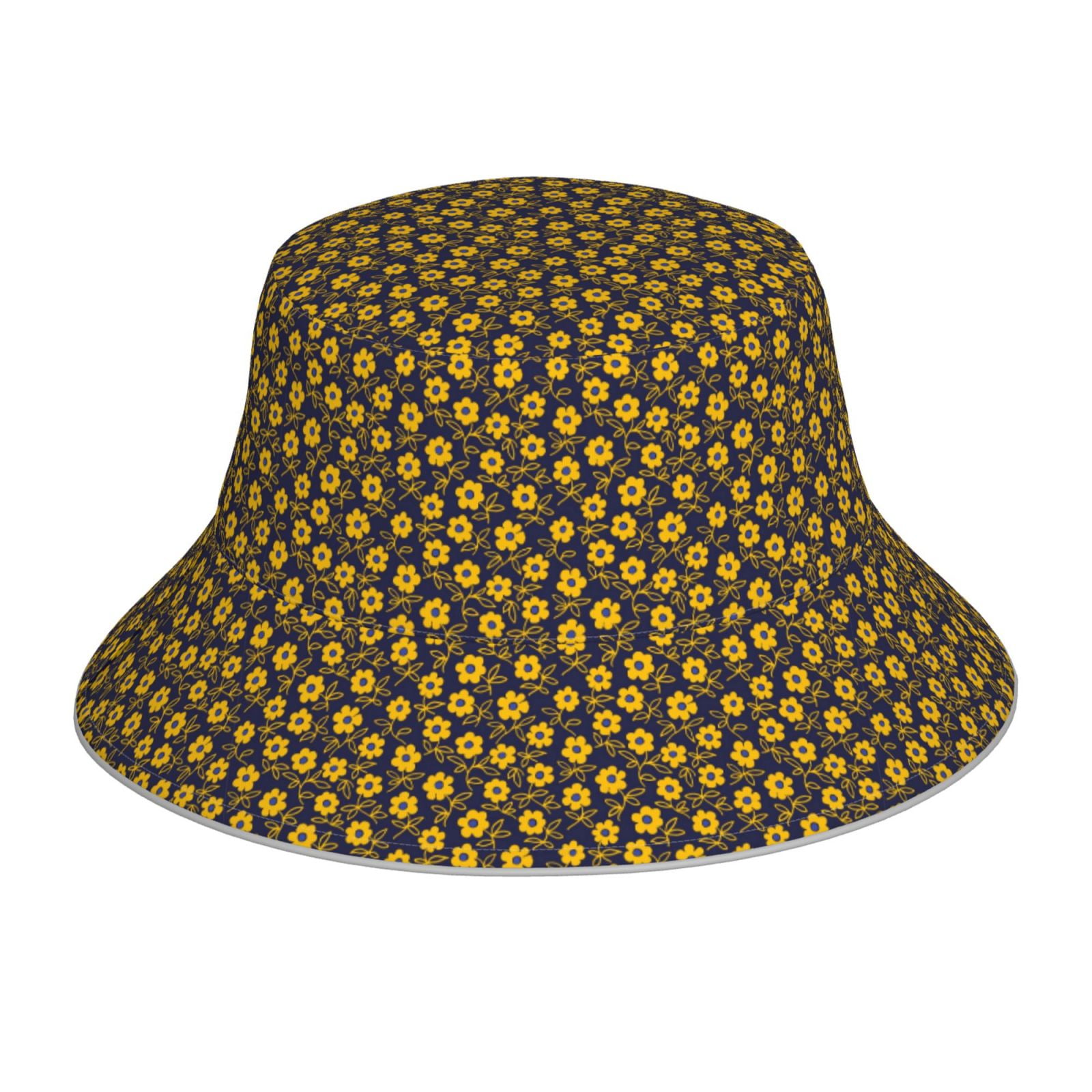 Zufioo Yellow Floral1 Waterproof Reflective Holographic Bucket Hat,Men ...