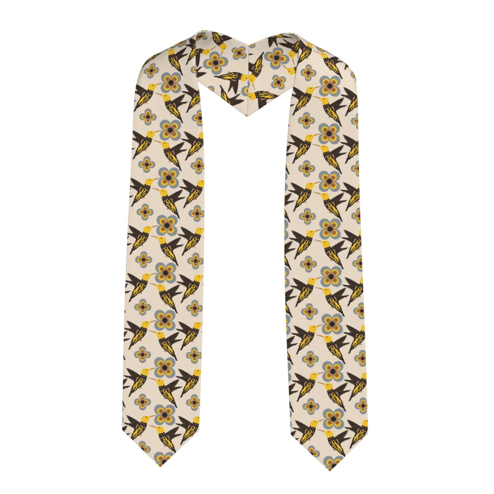 Zufioo Yellow Flowers Hummingbird Print Graduation Shawl Ribbon ...
