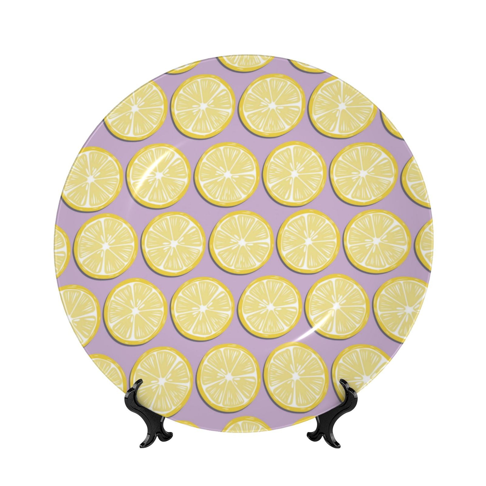 Zufioo Yellow Lemon Slices Print Bone China Decorative Plate, Ceramic ...