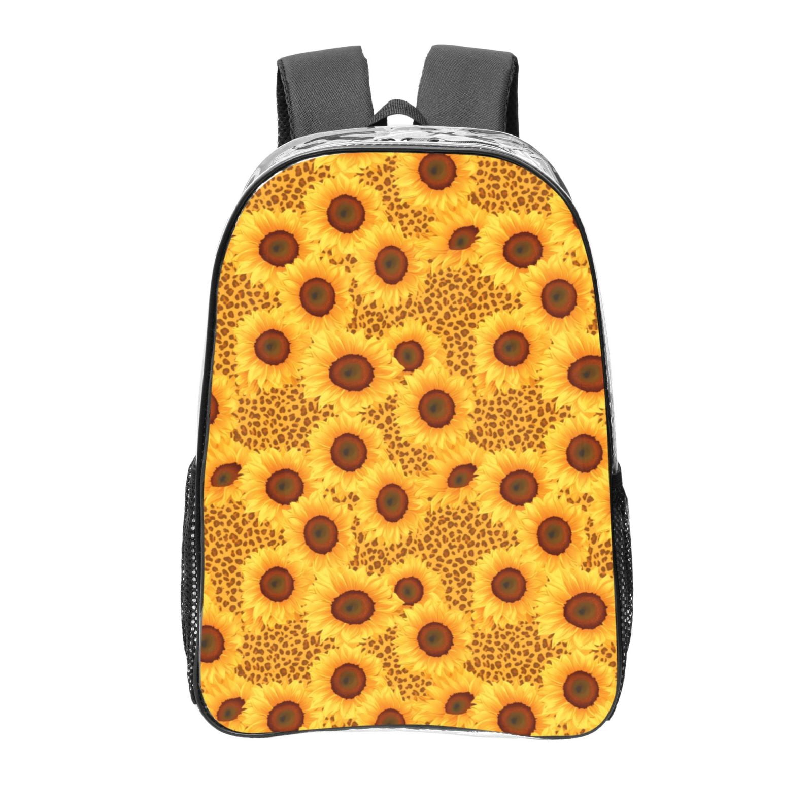 Zufioo Yellow Leopard Print Sunflower Print Transparent Backpack, 16 ...