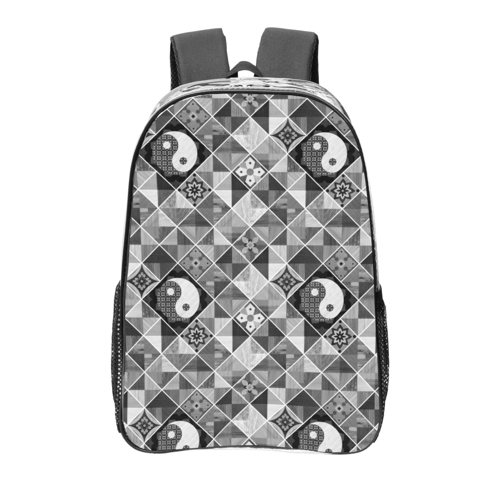 Zufioo Yin Yang With Black And White Print Transparent Backpack, 16 ...