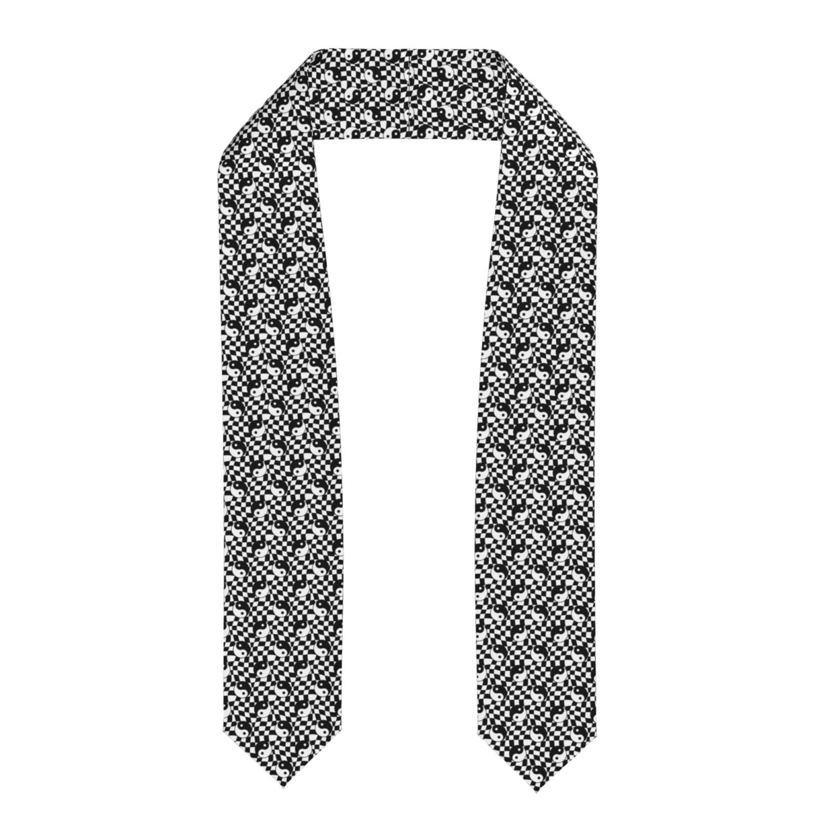 Zufioo Ying Yang Checkered Print Graduation Shawl Ribbon, Graduation ...
