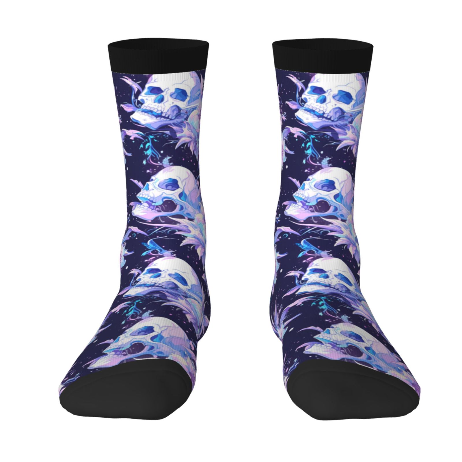Zufioo blue starry sky Skull flower Print Thigh High Socks,Knee High ...