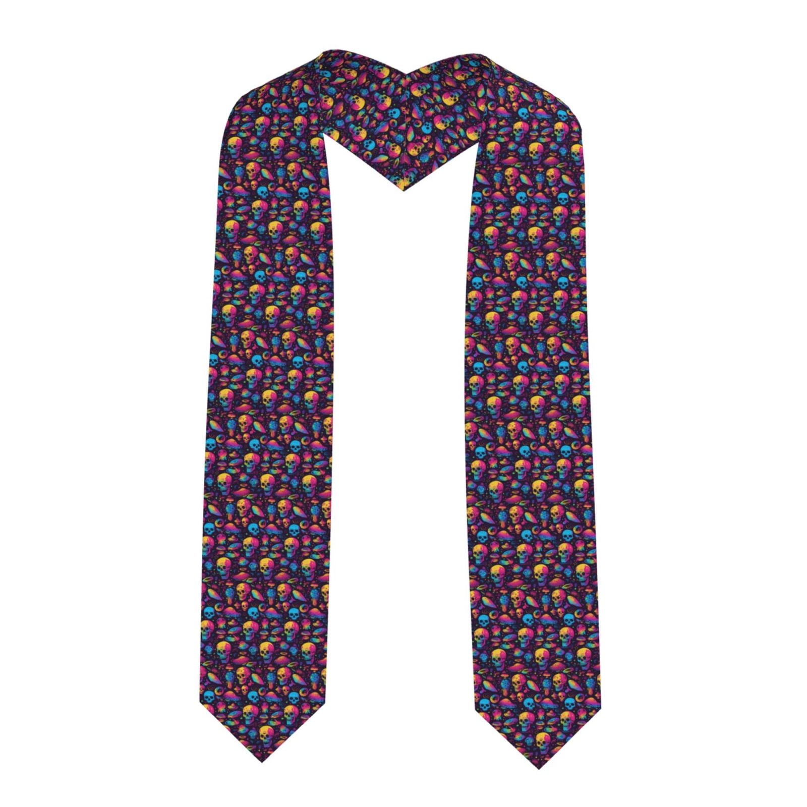 Zufioo colorful Skull Retro Print Graduation Shawl Ribbon, Graduation ...