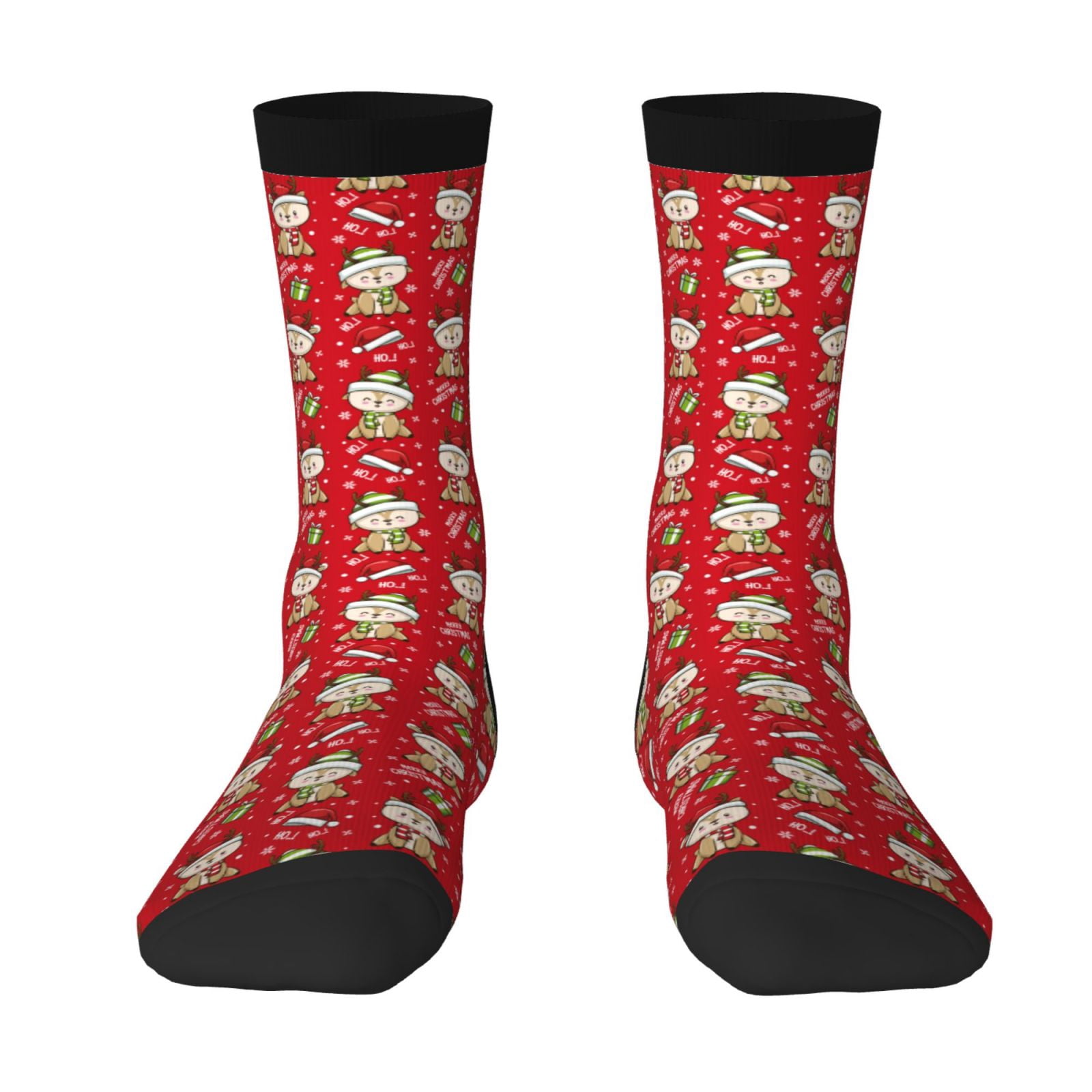 Zufioo cute Christmas Moose Print Thigh High Socks,Knee High Socks For ...