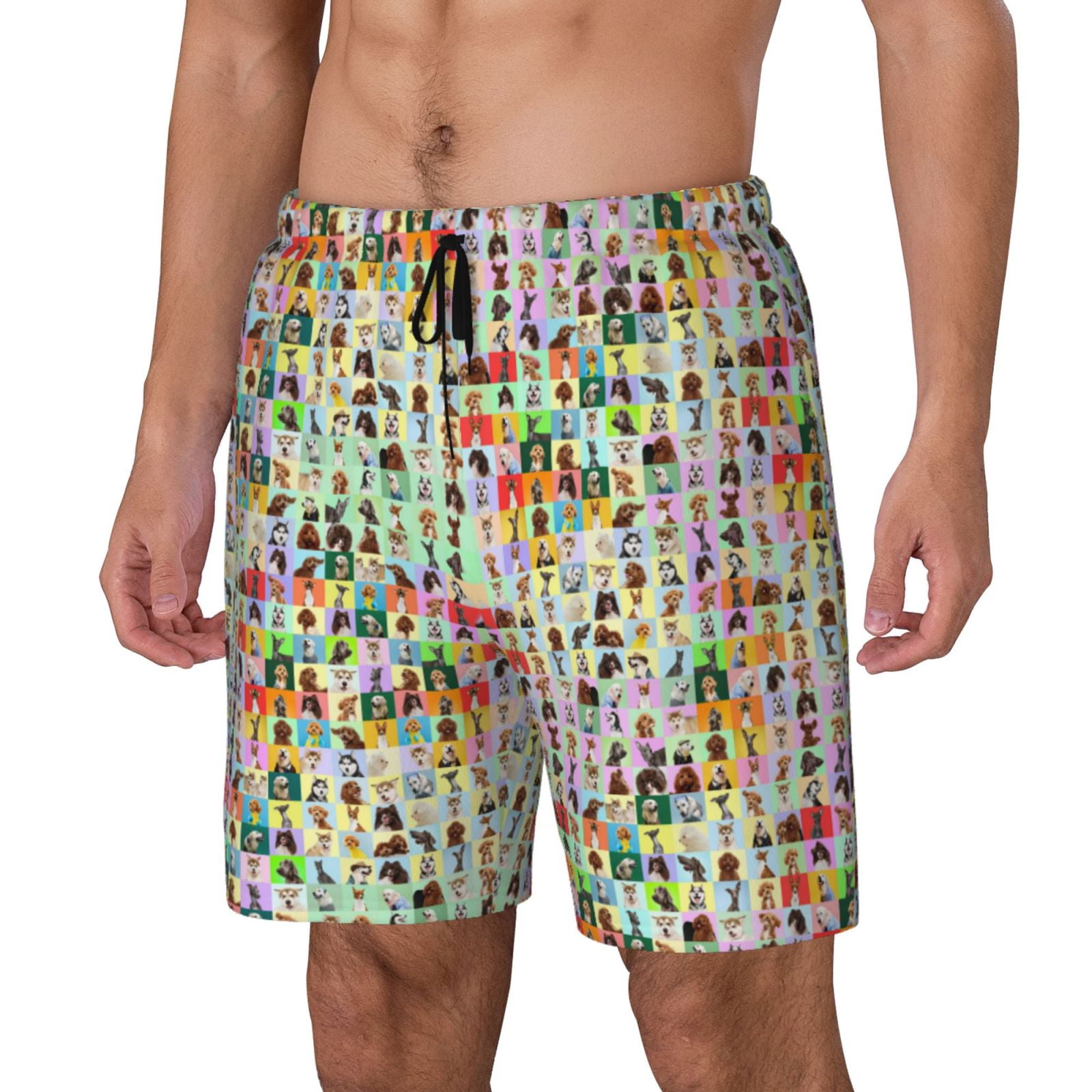 Zufioo dogs collage Mens Swimsuit Trunks with Compression Liner,Quick ...