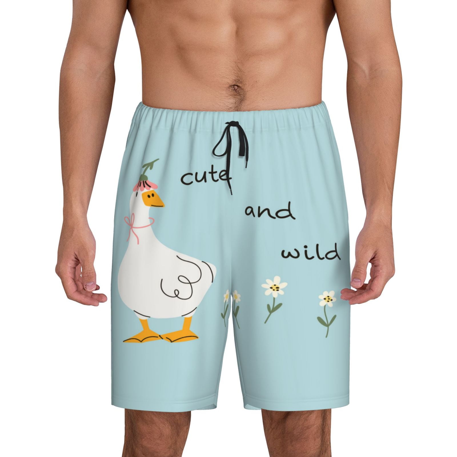 Zufioo funny goose Print Men's Short Pajamas, Home Wear Pocket Summer ...