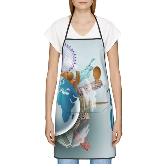 Zufioo Let's go Travel Around the World for Lock Hem Apron with Pockets ...