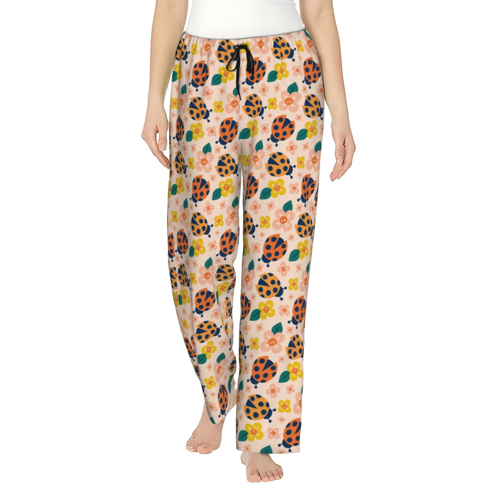 Zufioo ladybug and flower Women Pajama Pants Drawstring Pajama Pants ...