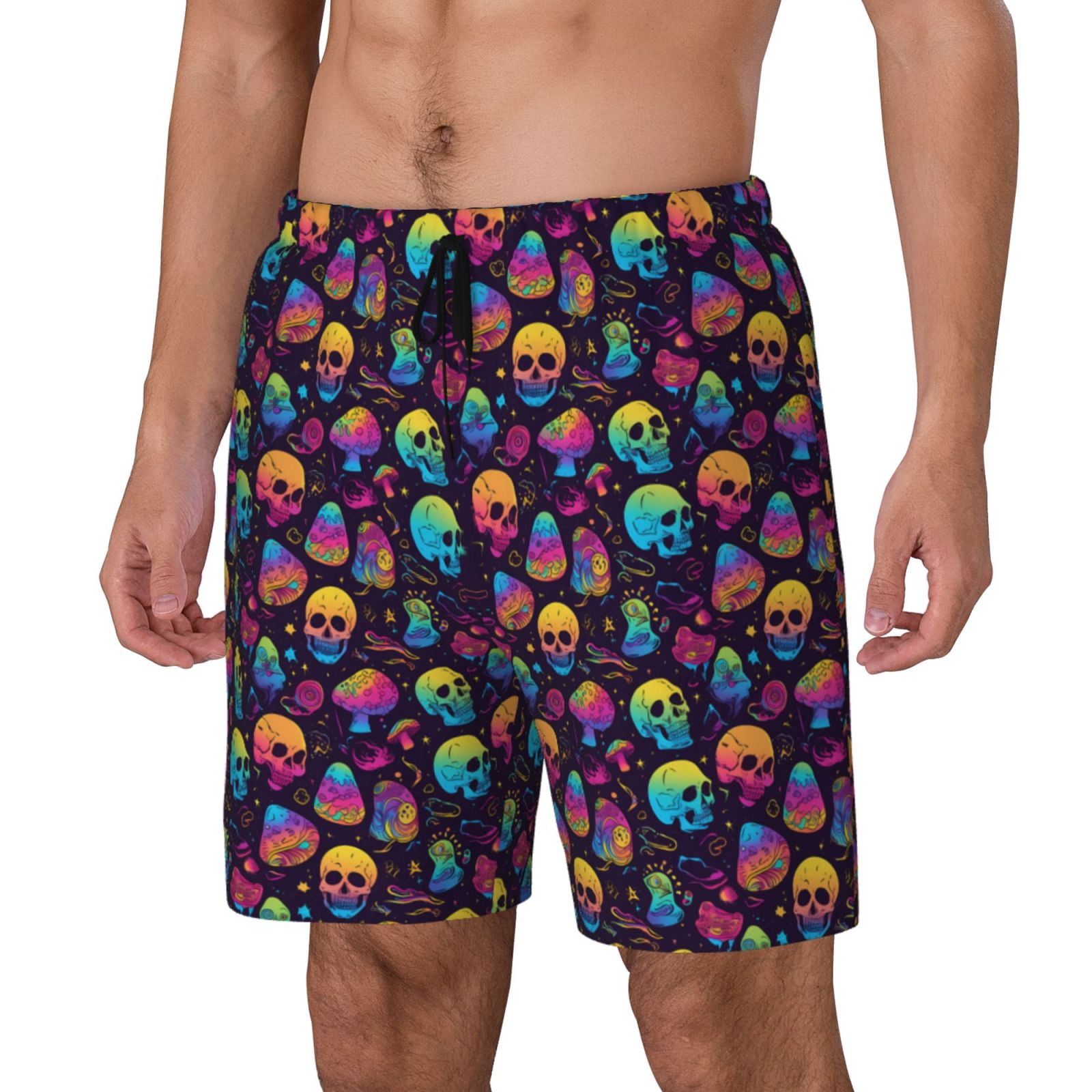 Zufioo mushroom color Skull Mens Swimsuit Trunks with Compression Liner ...