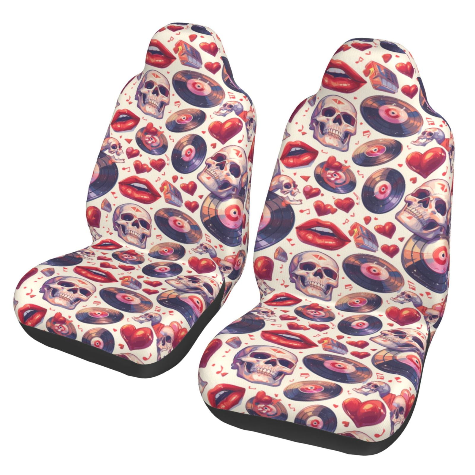 Zufioo record rock Skull lips Full Set Car Seat Covers with Soft ...