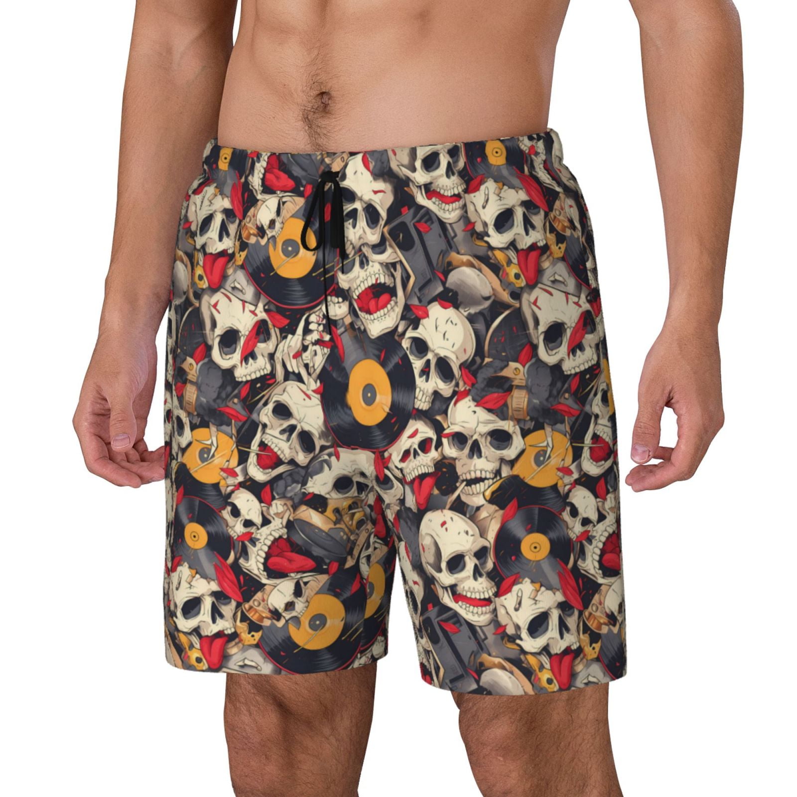 Zufioo rock Skull record artist Mens Swimsuit Trunks with Compression ...