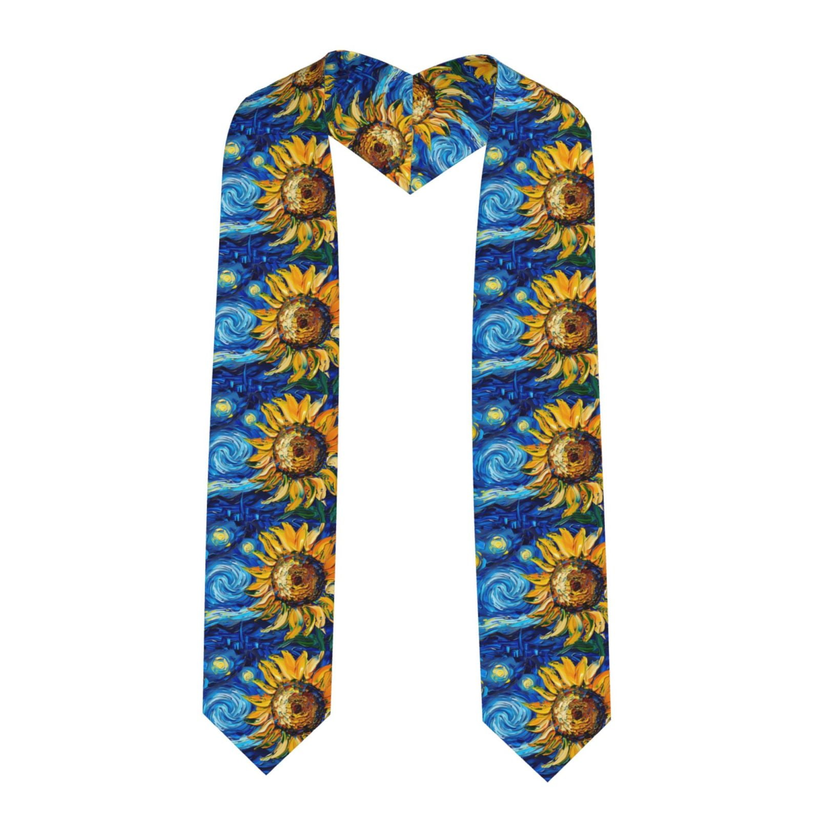 Zufioo vintage Starry Sunflower Print Graduation Shawl Ribbon ...