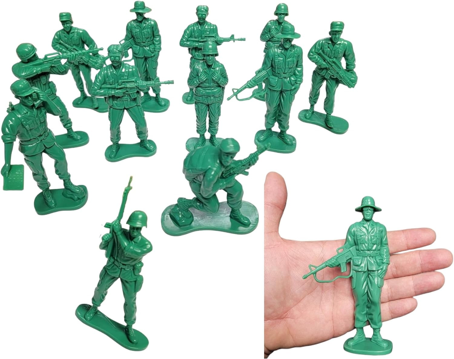 Zugar Land Large Green US Army Men Action Figures Plastic Green, 3.5 ...