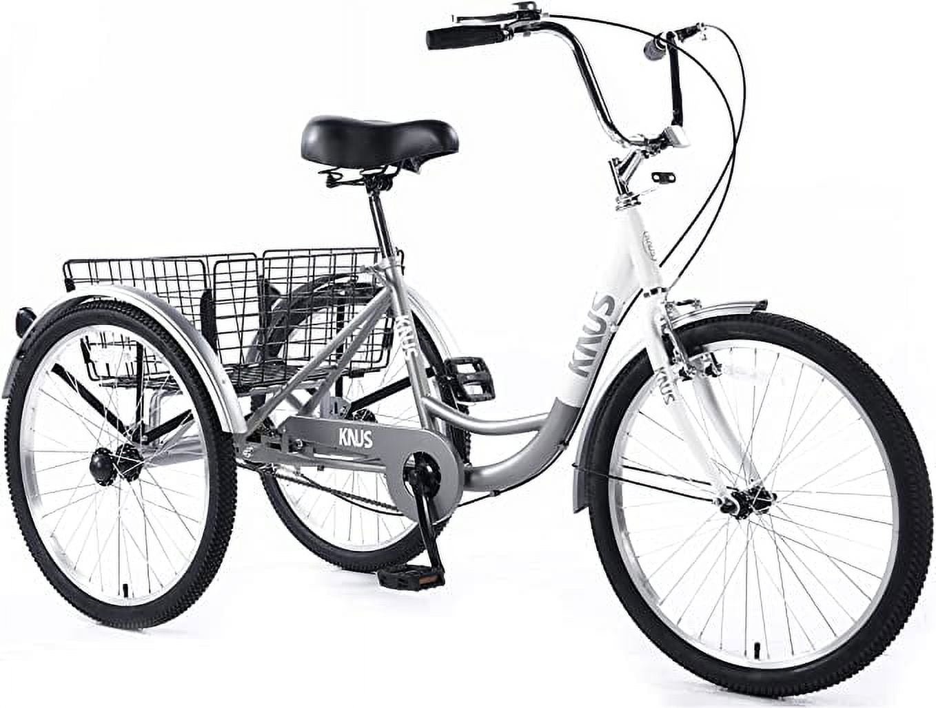 Zukka 24 inch 7 Speed Tricycles Unisex Adult High Three Wheel Silver ...