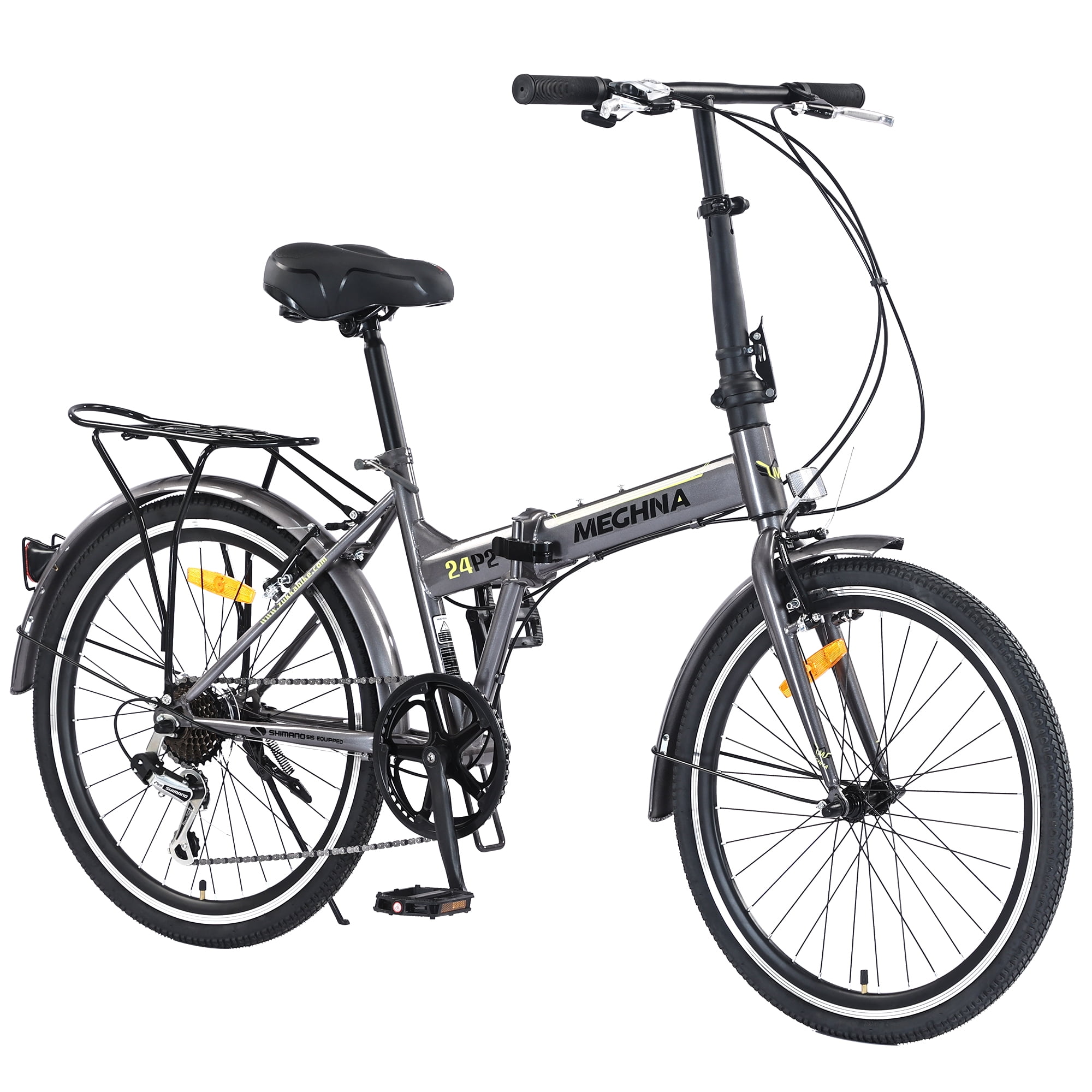 Zukka 24 inch Folding Bike for Adults, 7 Speed Shimano Gears & Dual V ...