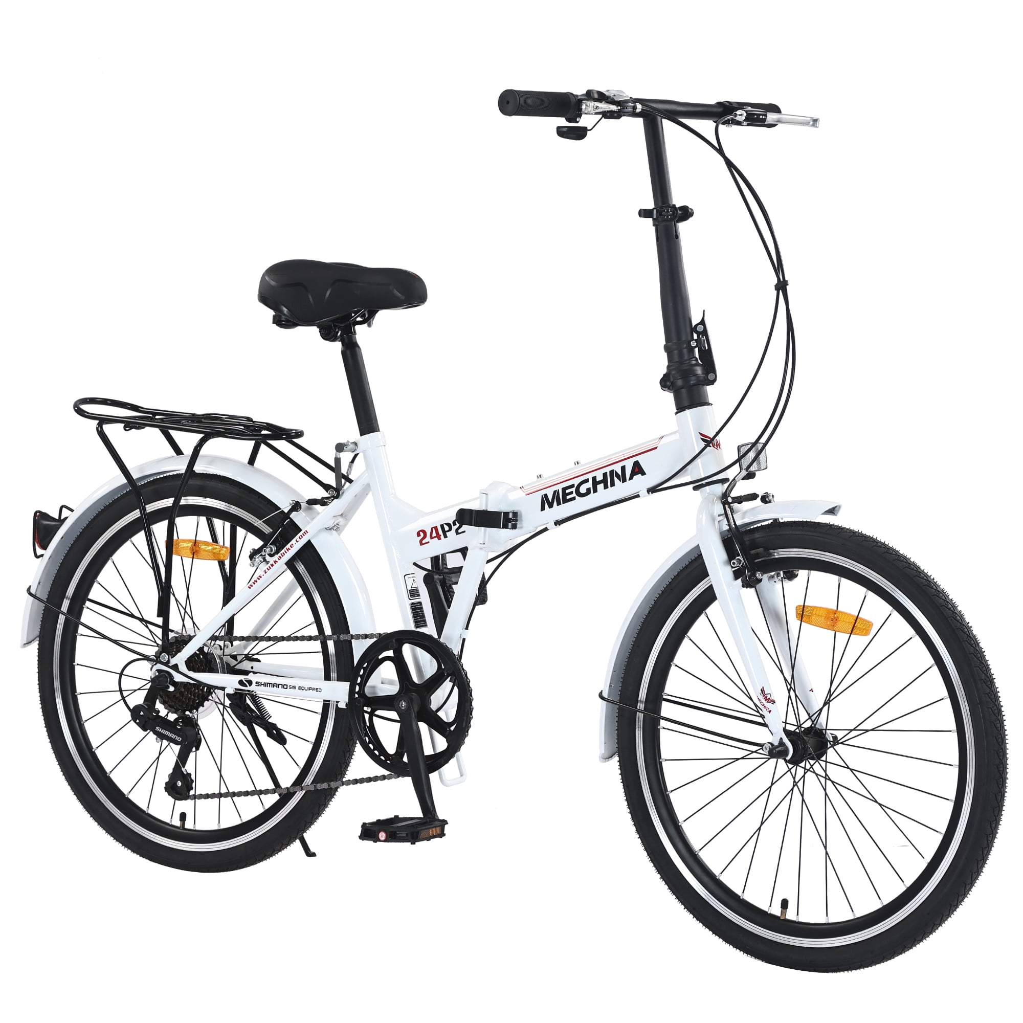 Zukka 24 inch Folding Bike for Adults, 7 Speed Shimano Gears & Dual V ...
