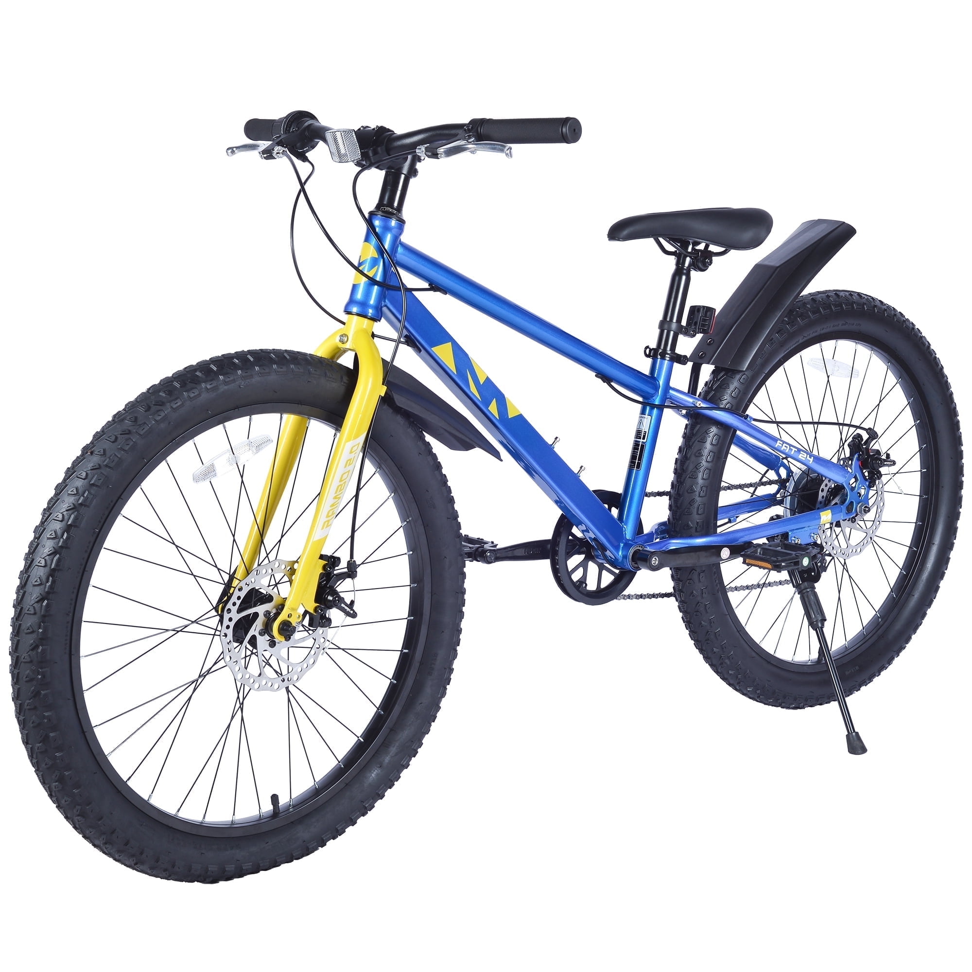 Zukka 24 inch Mountain Bike Fat Tire 7 Speed Hardtail Dual Disc Brake ...