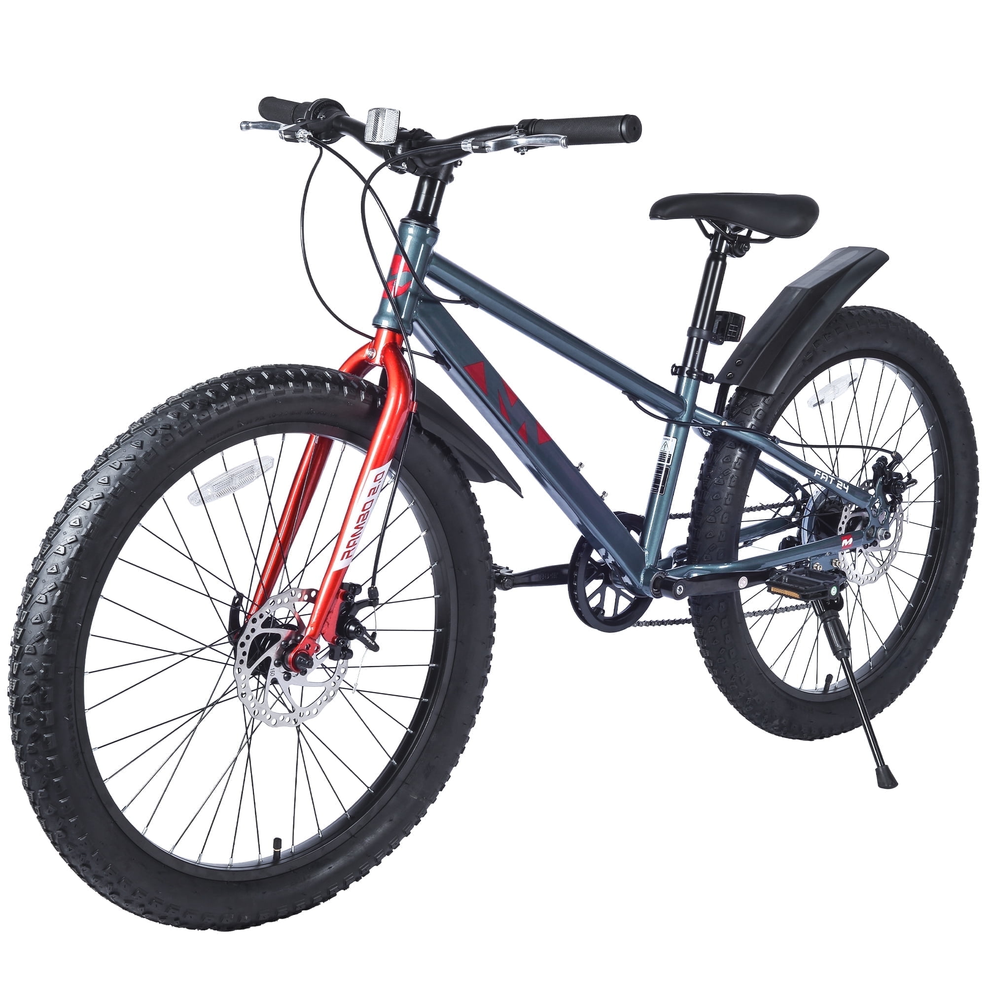 Zukka 24 inch Mountain Bike Fat Tire 7 Speed Hardtail Dual Disc Brake ...