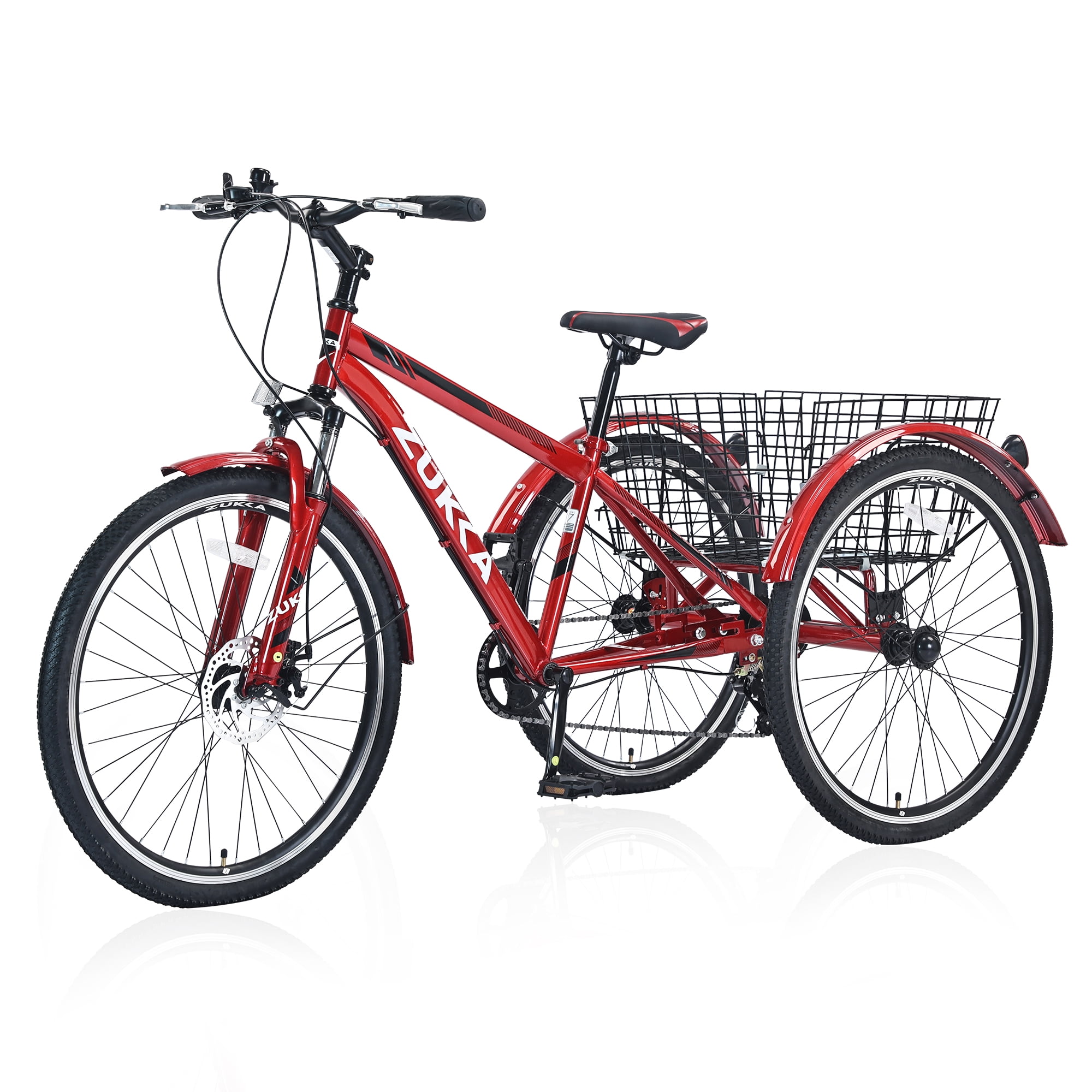 Zukka 26 inch Mountain Tricycle Three Wheel Bike with Shopping Basket ...