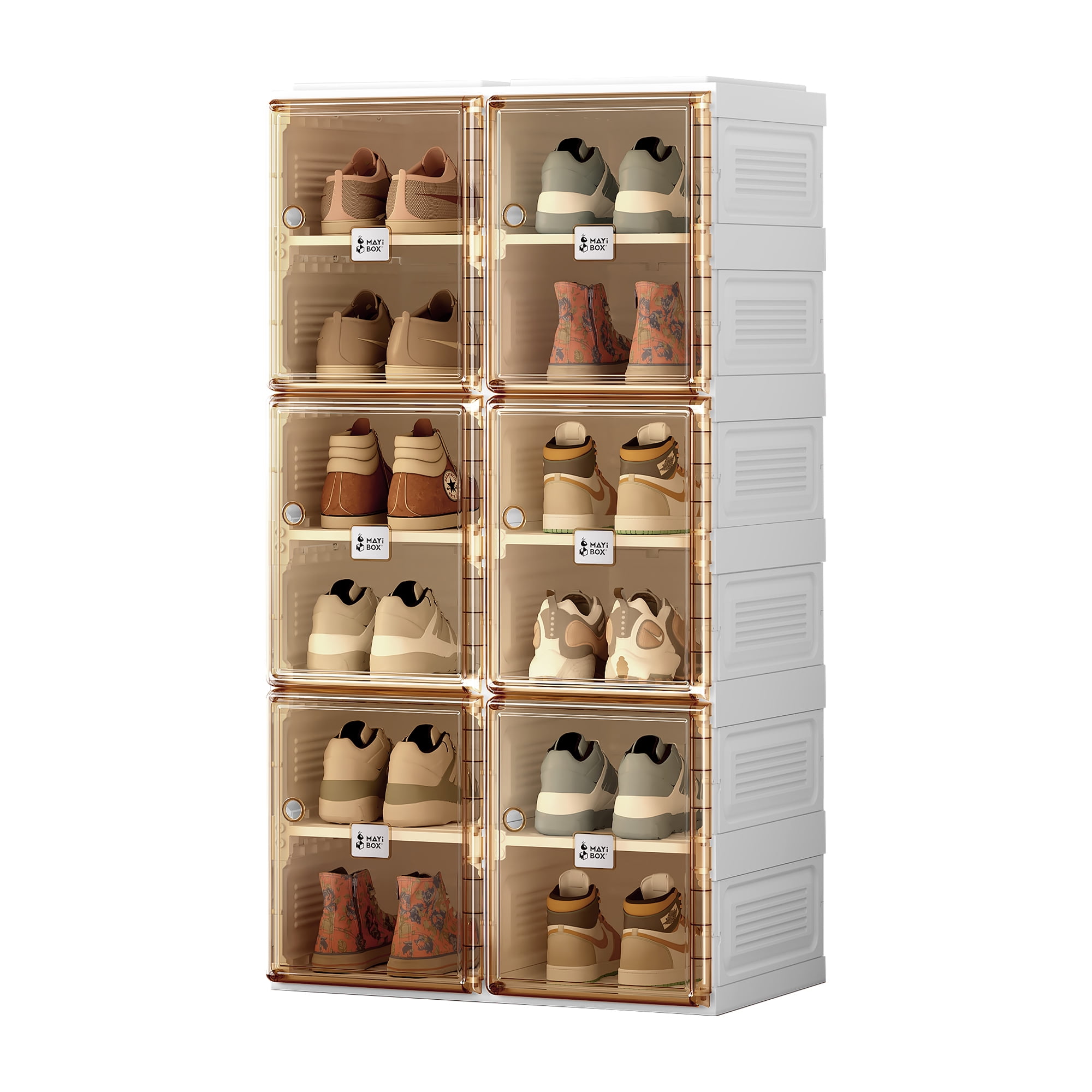 Zukka Shoe Rack Organizer 12 Cubes Foldable Plastic Modular Storage ...