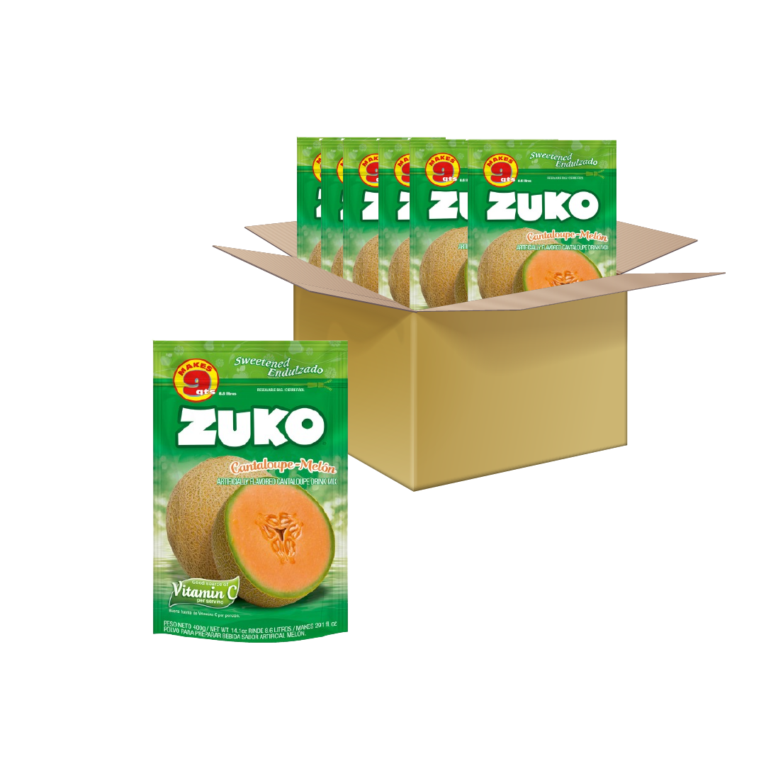 Zuko Cantaloupe Drink Mix Bag, 14.1 oz, Pack of 6, with Vitamin C, No ...