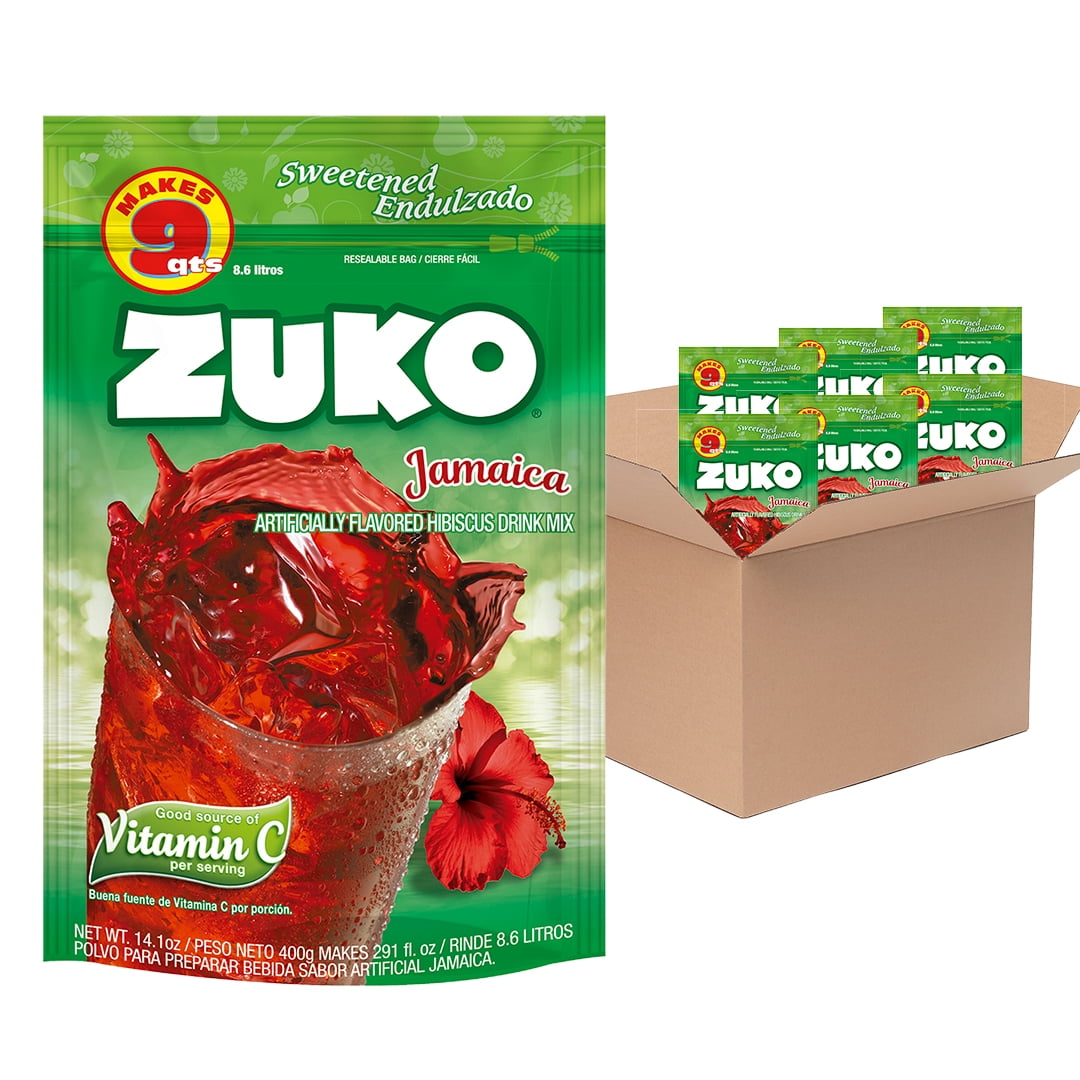 Zuko Jamaica Drink Mix Bag, 14.1 oz, Pack of 6, Fortified with Vitamin ...