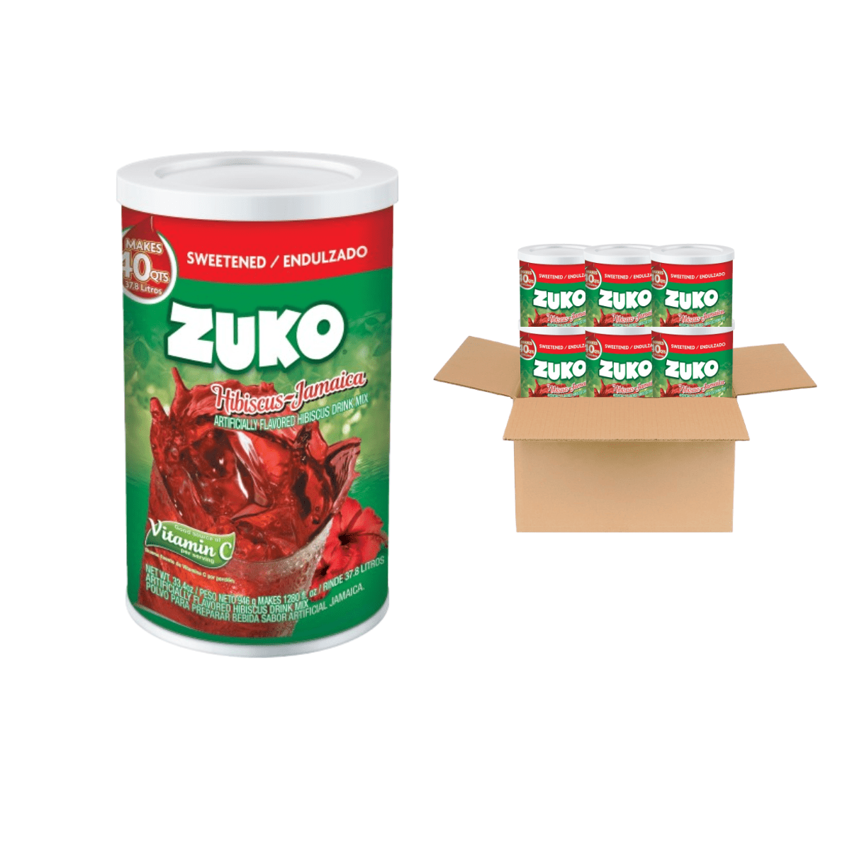 Zuko Jamaica Instant Powder Drink, Canister, No Sugar Needed, 33.4 oz ...