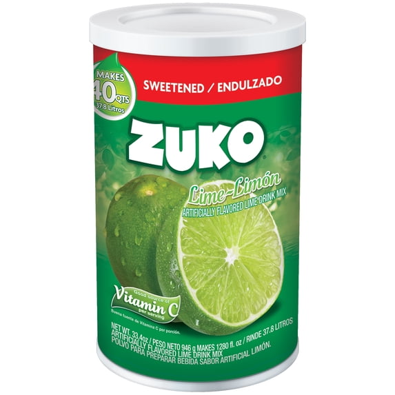 Zuko Lime Instant Powder Drink, Canister, No Sugar Needed, 33.4 oz ...