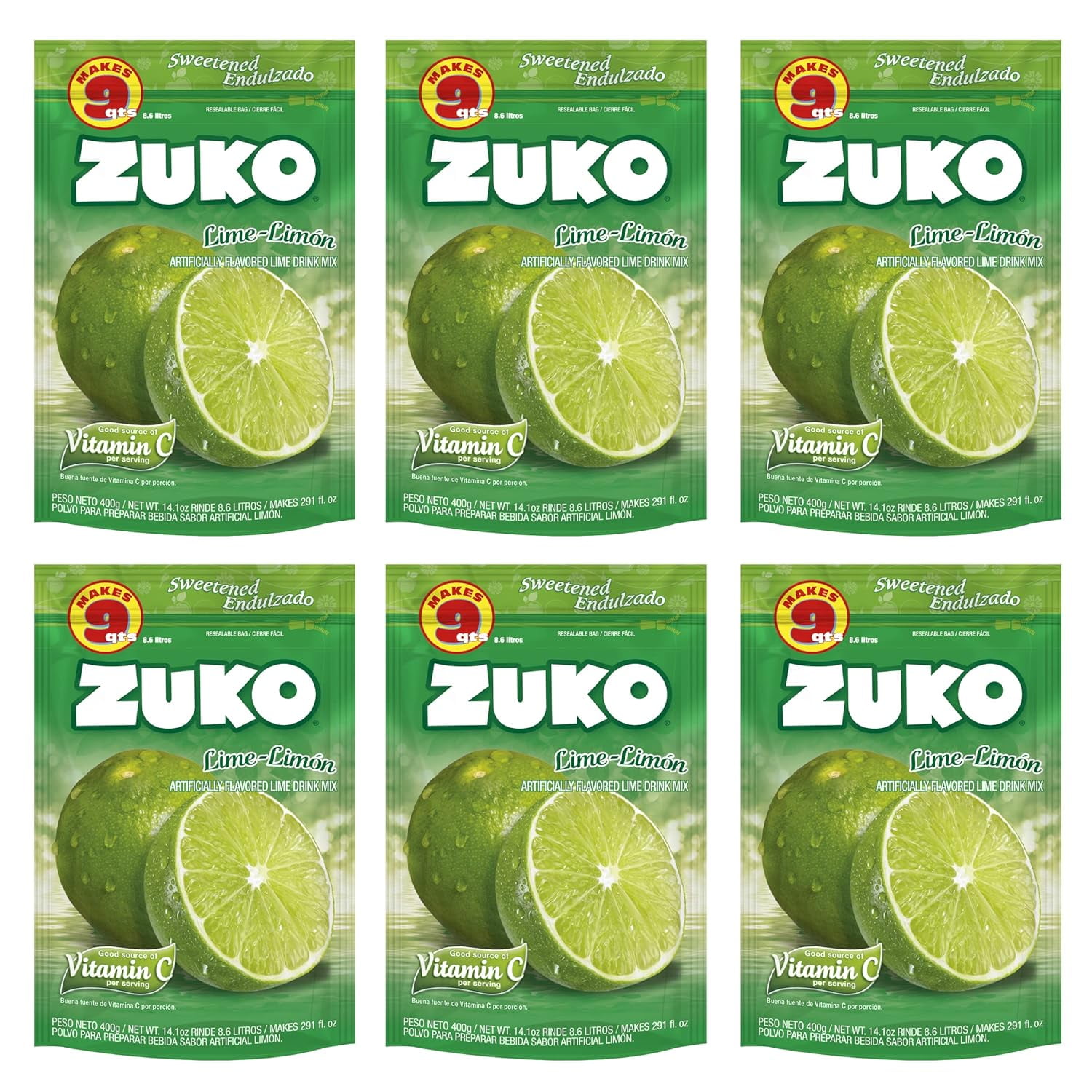 Zuko Lime-Limon Instant Powder Drink | Family Pack | No Sugar Needed ...