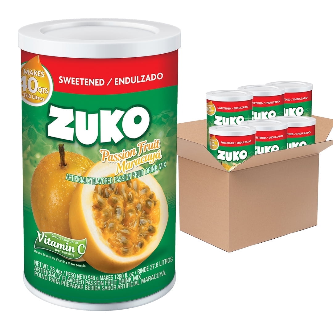 Zuko Passion Fruit Instant Powder Drink, No Sugar Needed, 33.4 oz, Pack ...