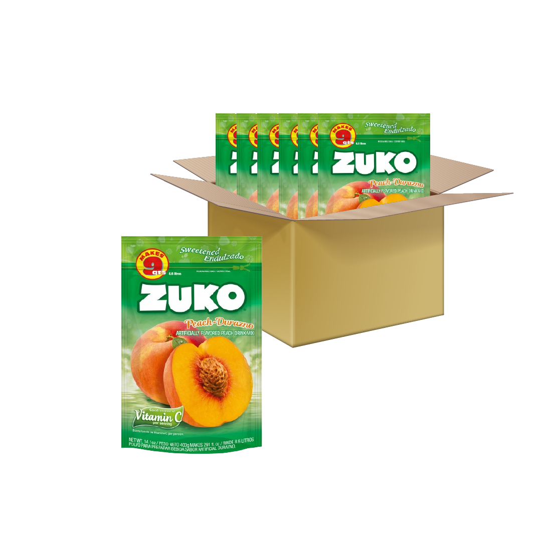 Zuko Peach Drink Mix Bag, 14.1 oz, Pack of 6, Fortified with Vitamin C ...
