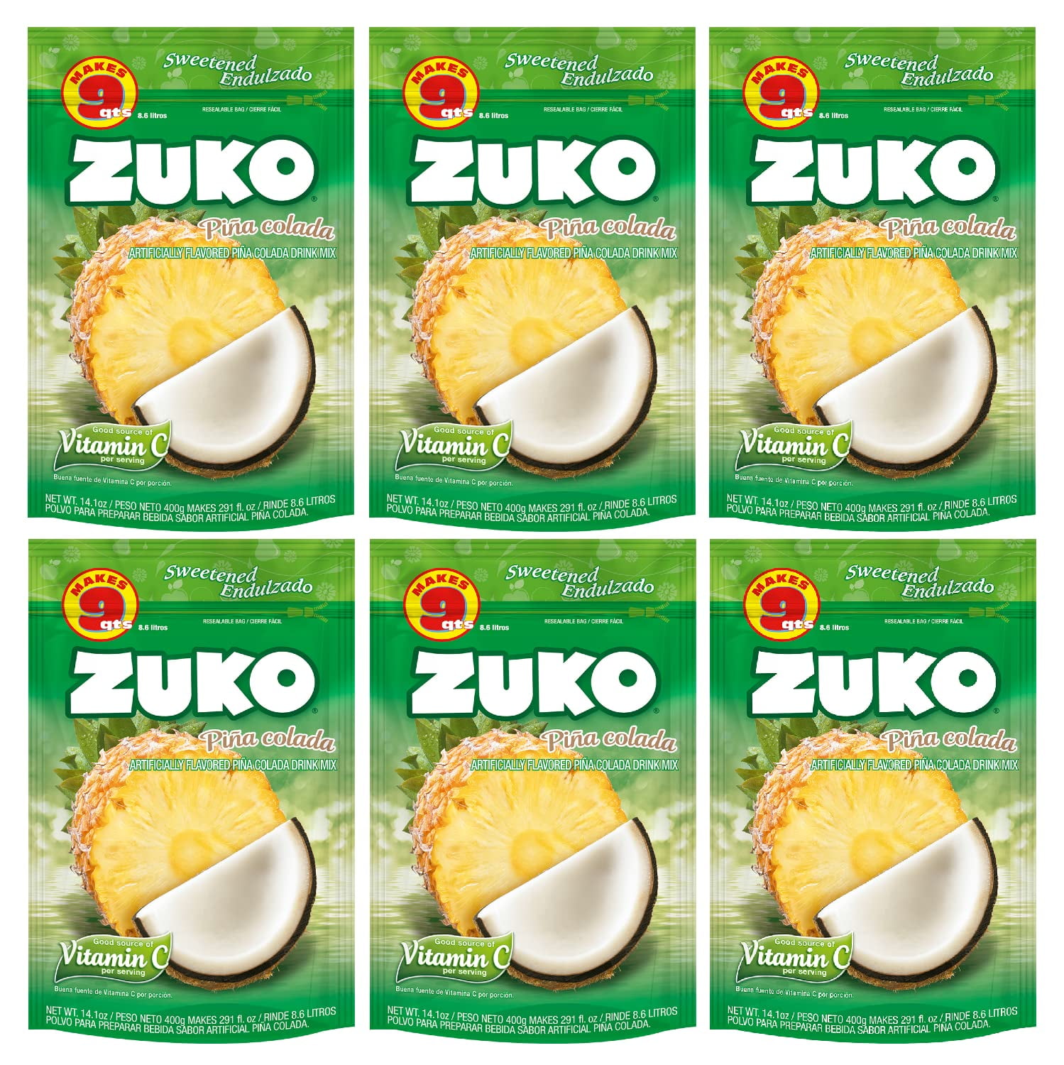 Zuko Pineapple Coconut Instant Powder Drink | Family Pack | No Sugar ...
