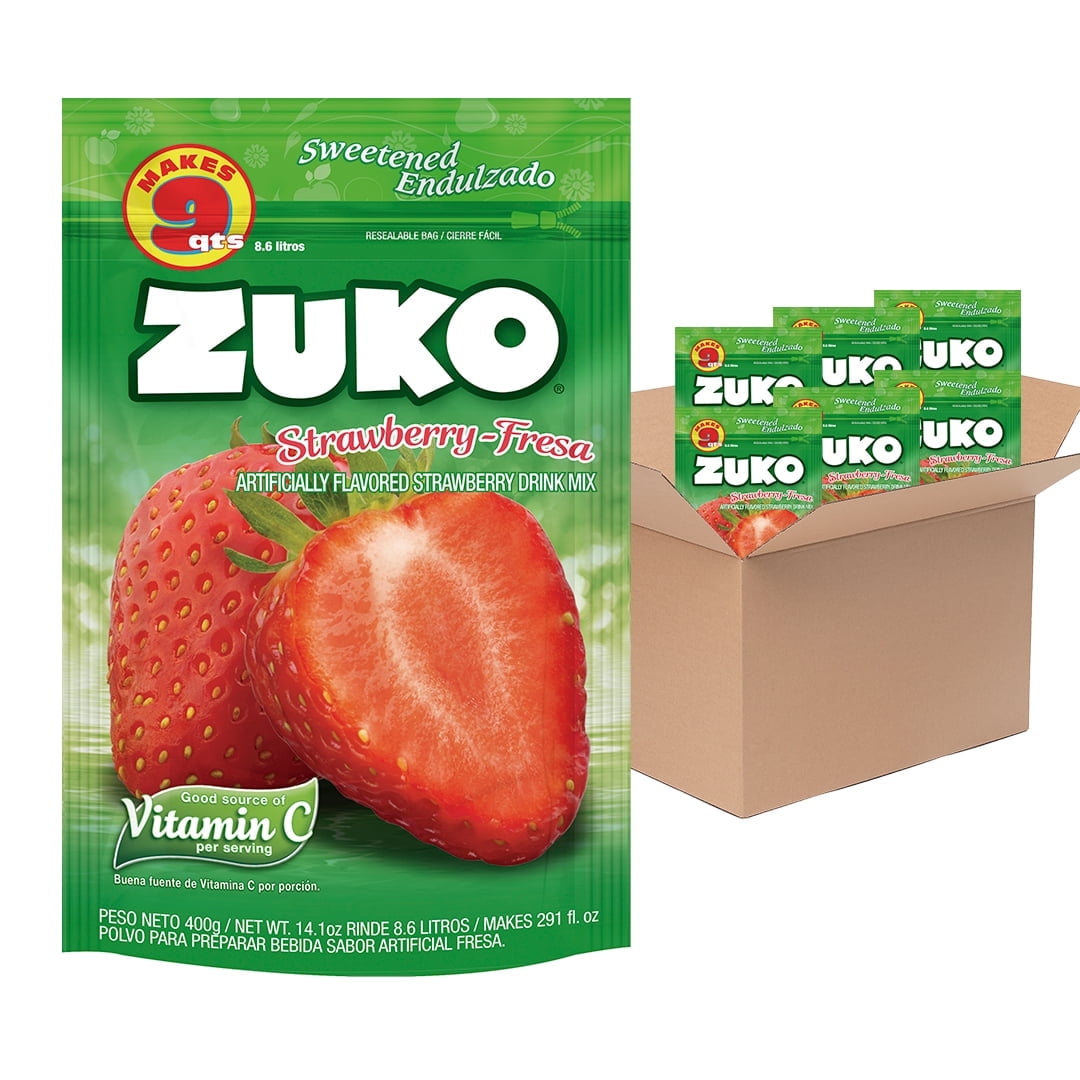 Zuko Strawberry Flavor Water Powder Packets, 14.1 oz, Pack of 6 ...
