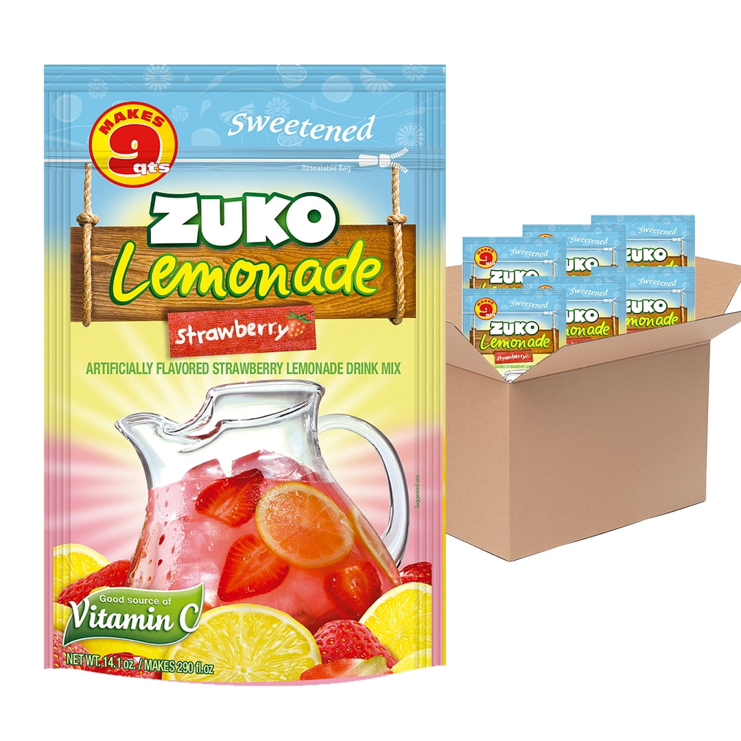 Zuko Strawberry Lemonade Drink Mix, 14.1 oz, Pack of 6, Fortified with ...