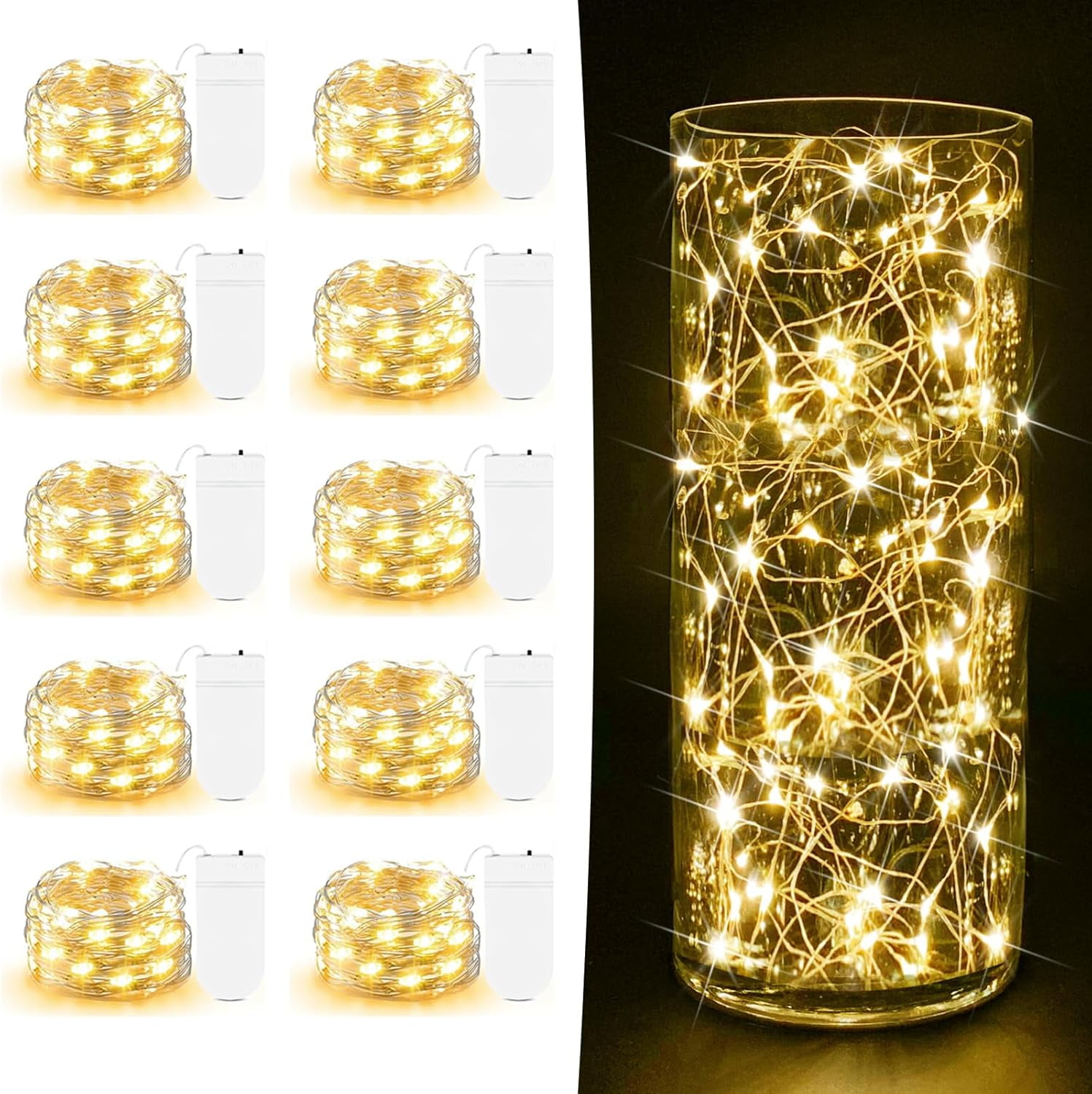 Zukuco 10 Pack Fairy Lights Battery Operated - 6.6ft 20 LED Twinkle ...