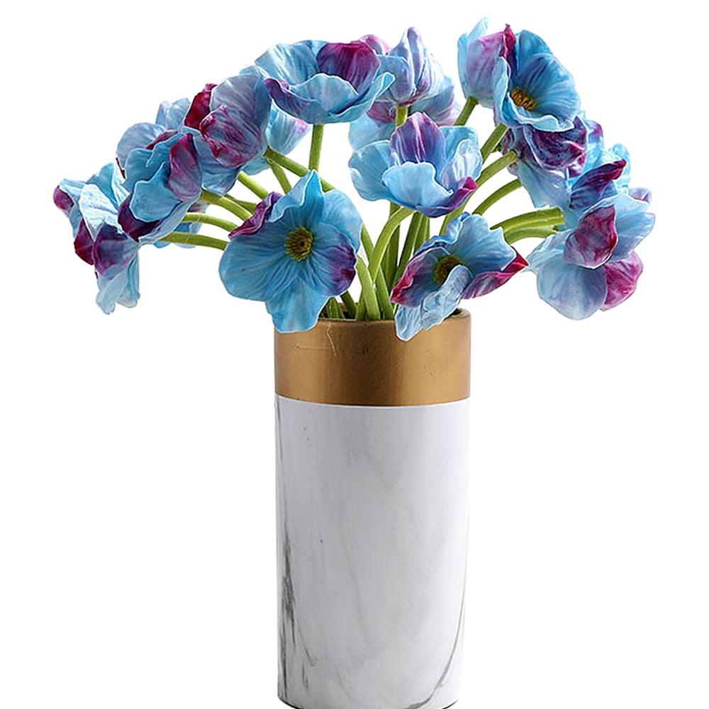 Zukuco 10PCS Artificial Poppy Flowers Bulk Long Stem Flowers Table ...