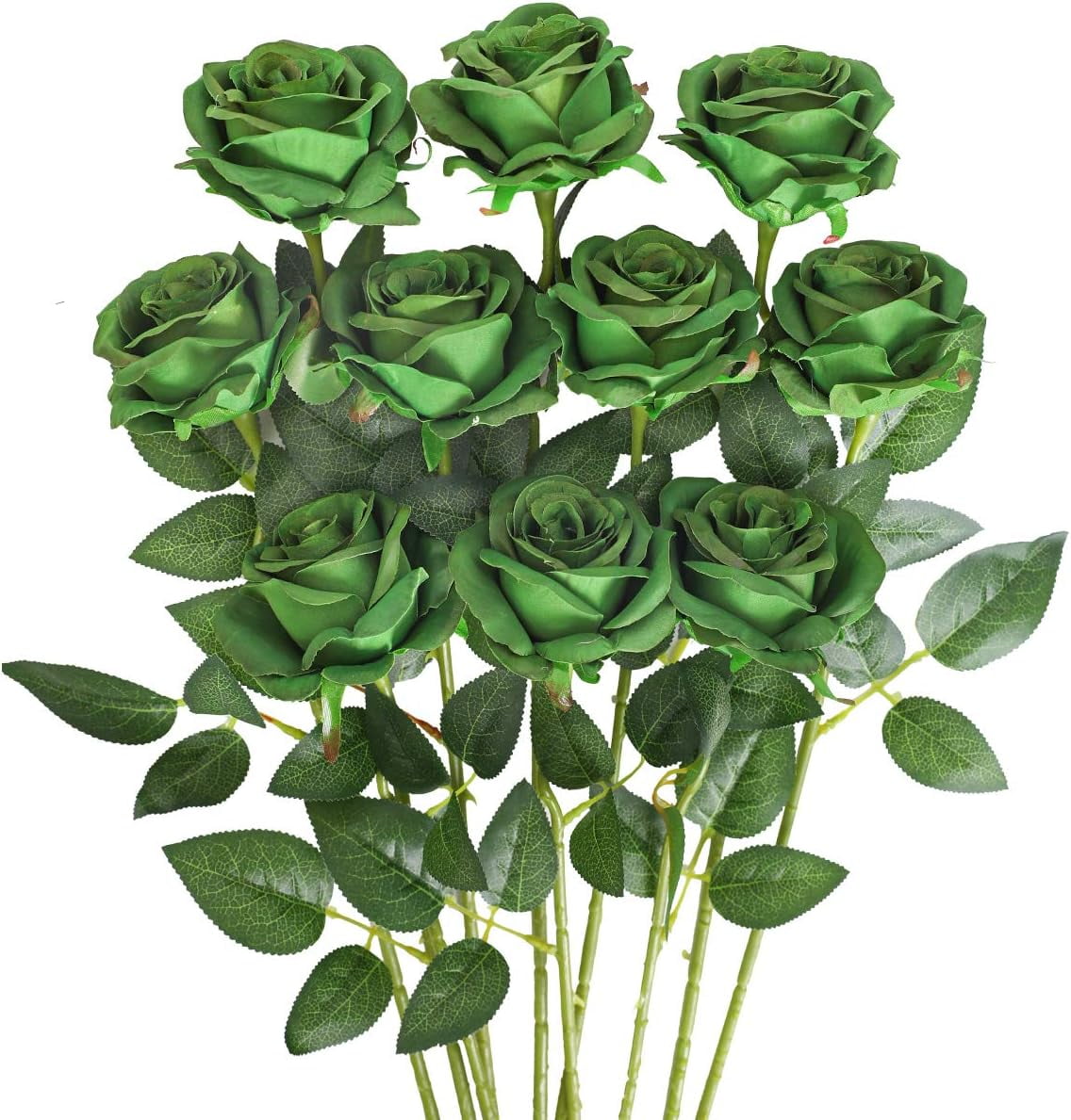 Zukuco 10PCS Artificial Roses Flower Silk Rose with Stem Realistic ...