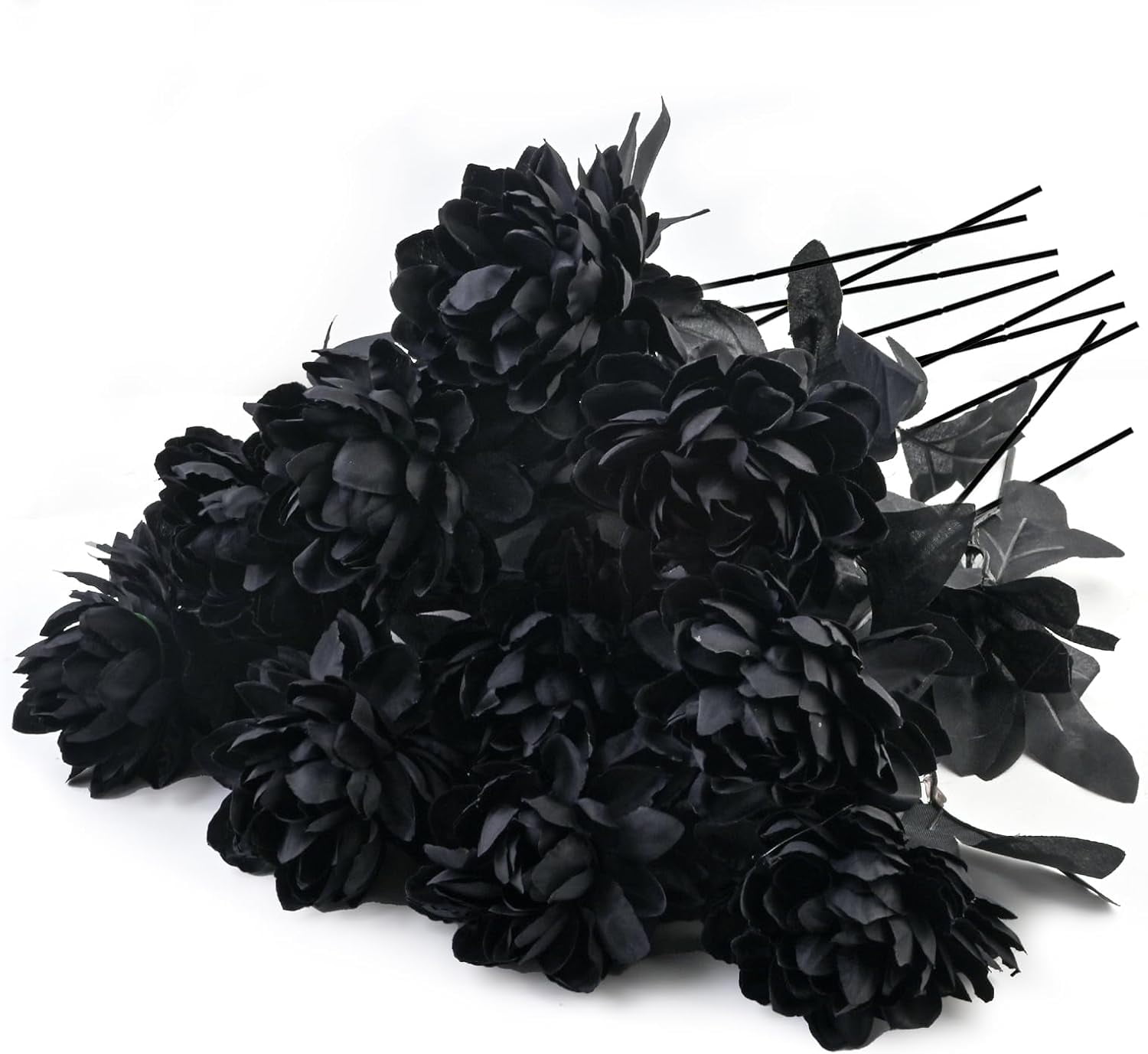 Zukuco 10Pcs Dahlia Artificial Flowers Black Artificial Silk Flowers ...