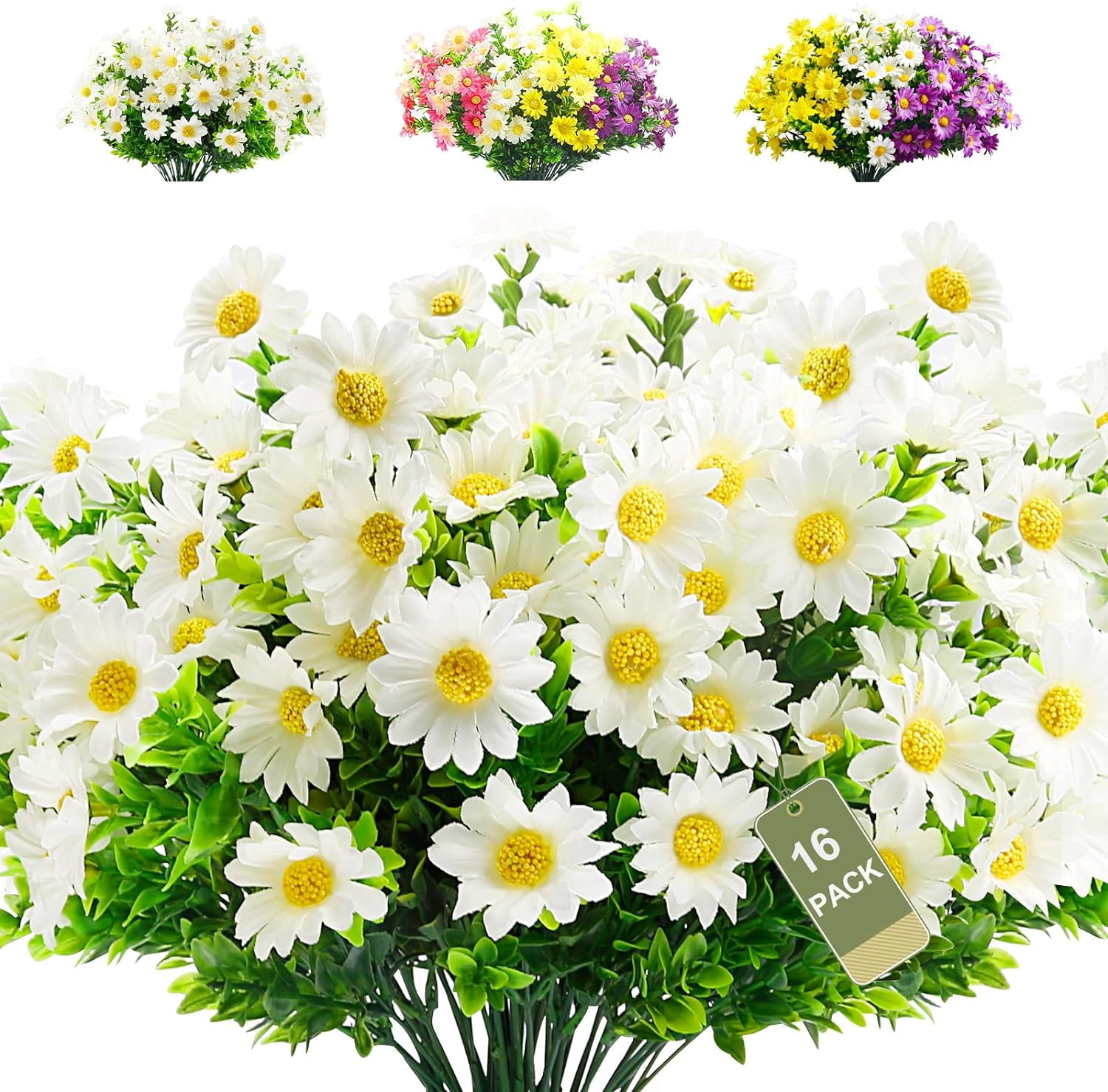 Zukuco 12 Bundles Artificial Daisies Flowers Outdoor Fake Plants Daisy ...