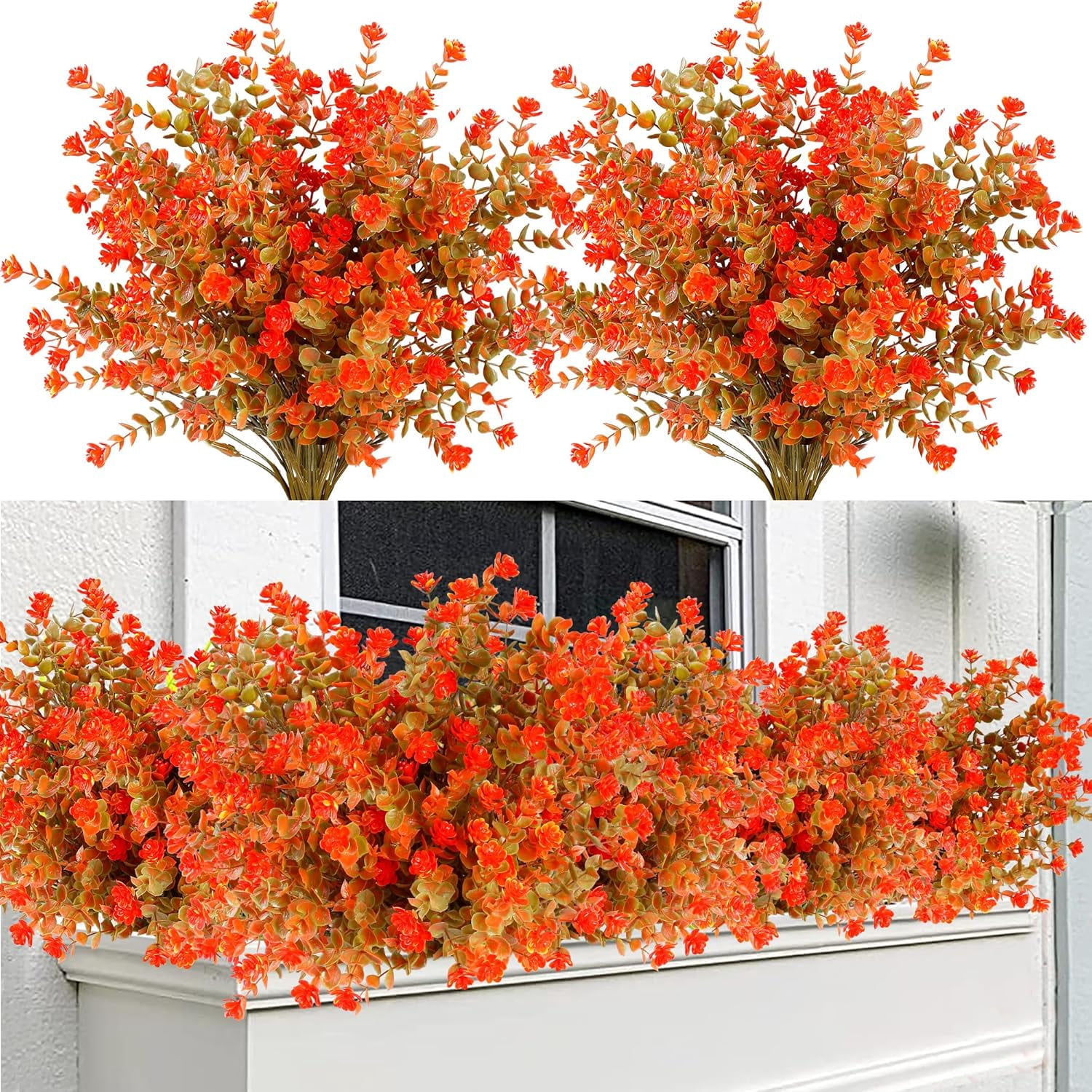 Zukuco 12 Bundles Artificial Eucalyptus Fall Plant Fake Bushes Boxwood ...