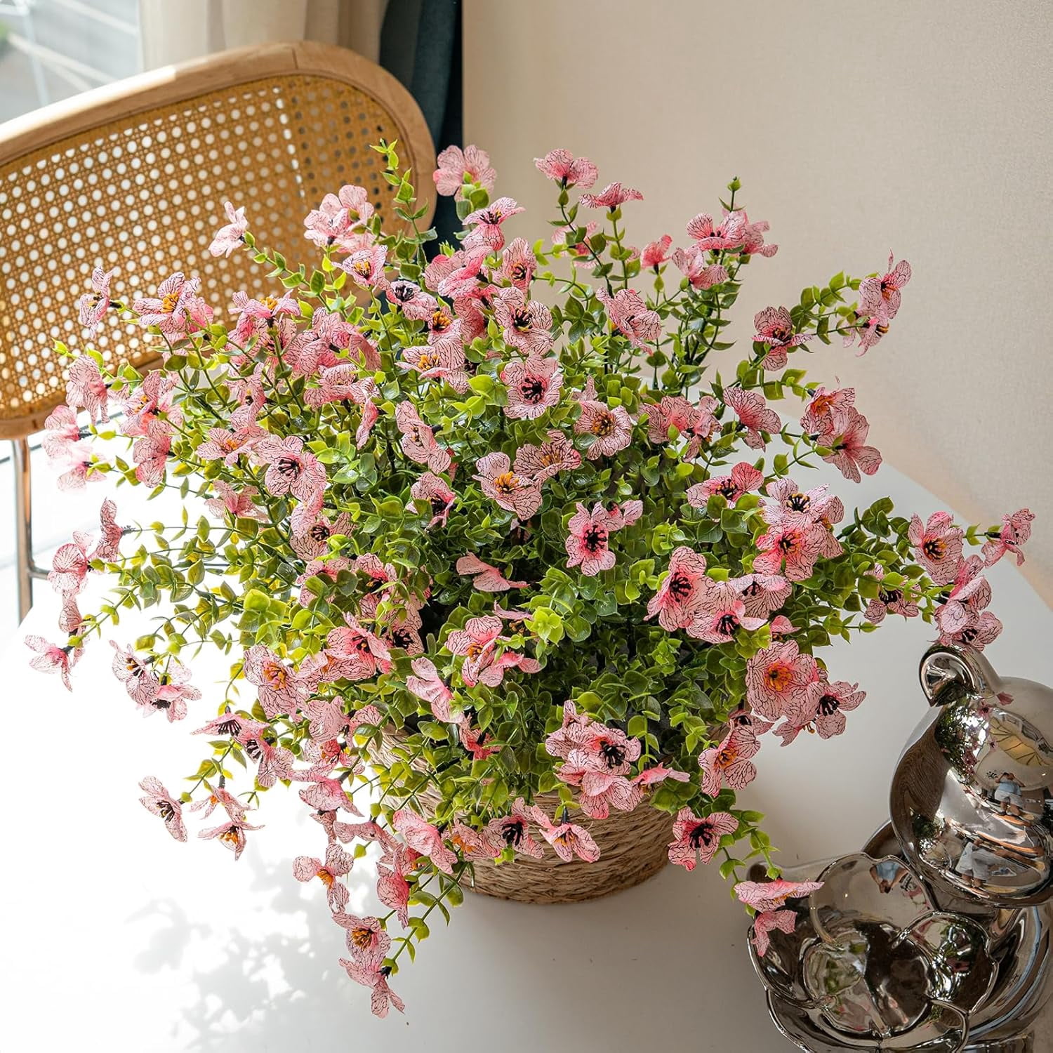 Zukuco 12 Pcs Artificial Flowers, Fake Greenery Faux Plastic Bushes ...