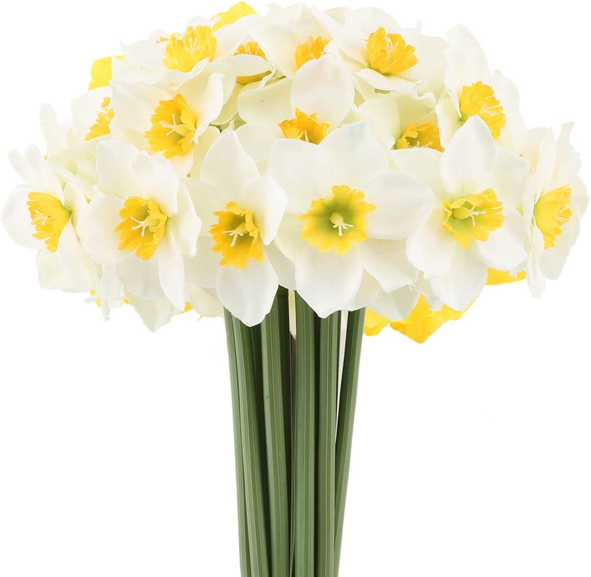 Zukuco 12pcs Artificial Daffodils Flower, Long Stem Blossom Fake Silk ...
