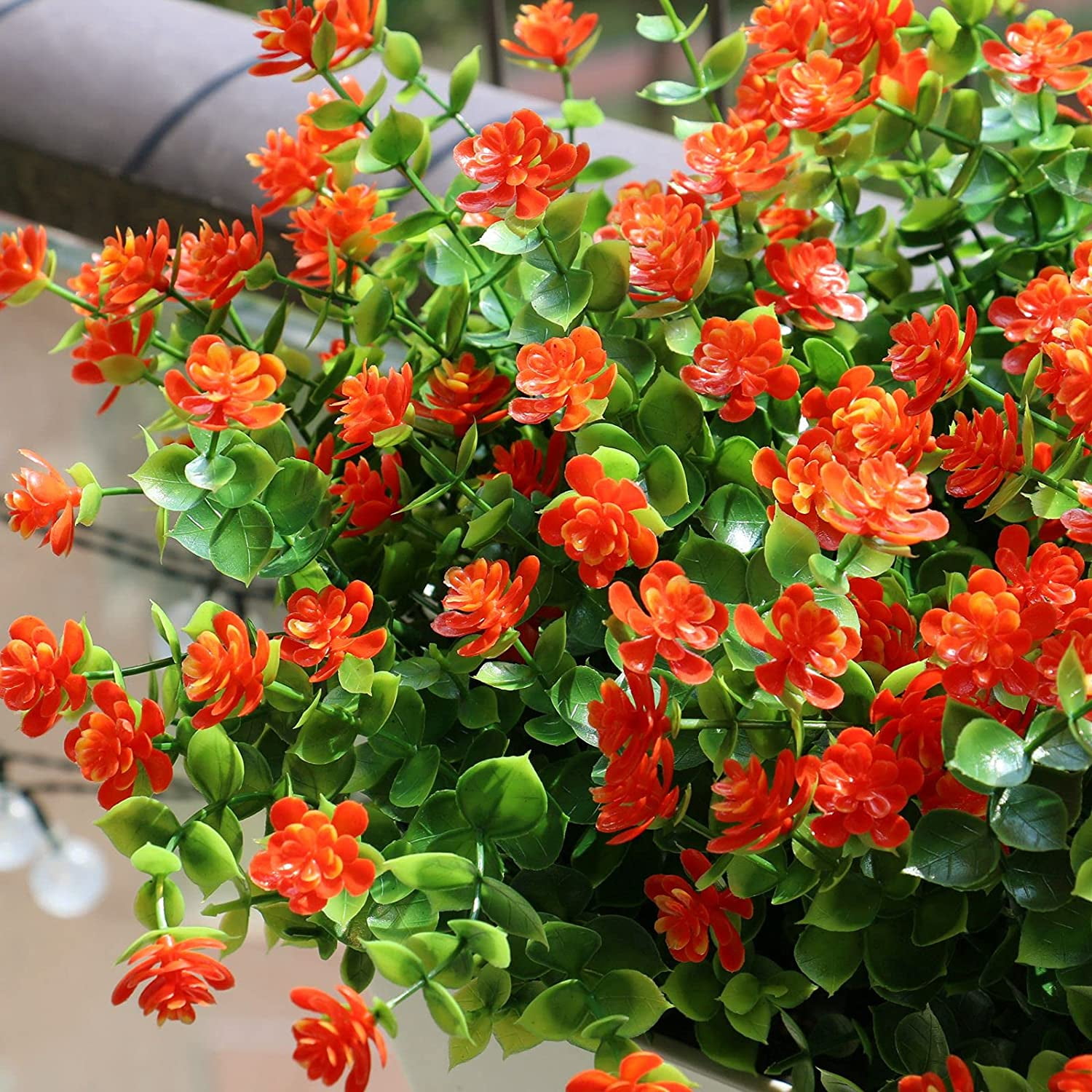 Zukuco 13.8” Artificial Plastic Orange Flowers Home Decoration Bouquet ...