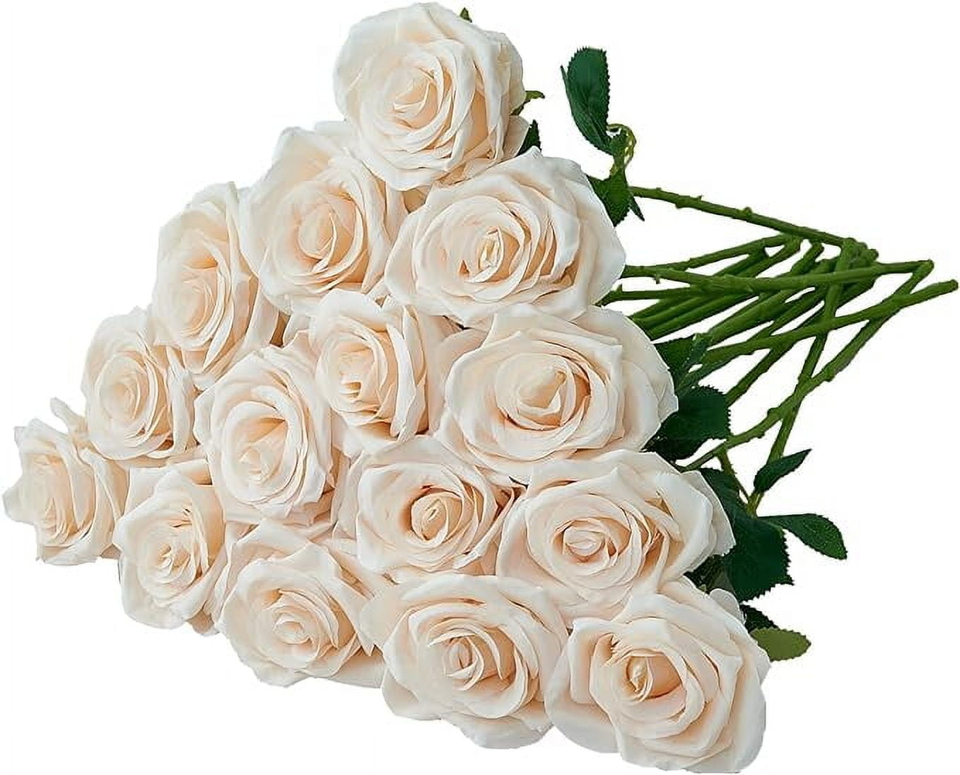 Zukuco 15pcs Champagne Roses Artificial Flowers Silk Fake Flowers ...