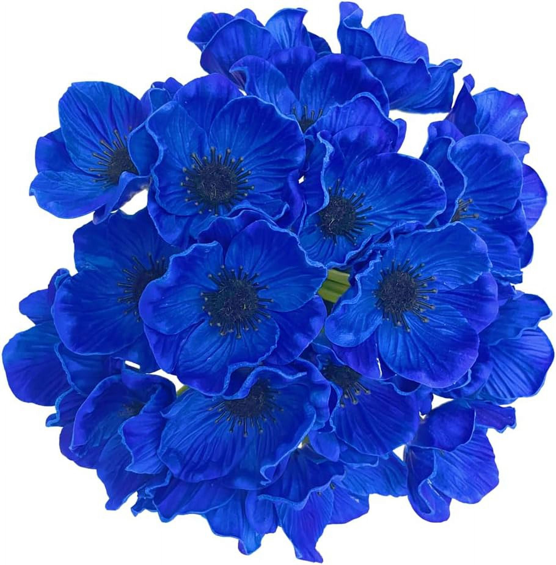 Zukuco 16 Stems Artificial Poppies Real Touch PU Fake Latex Flowers for ...