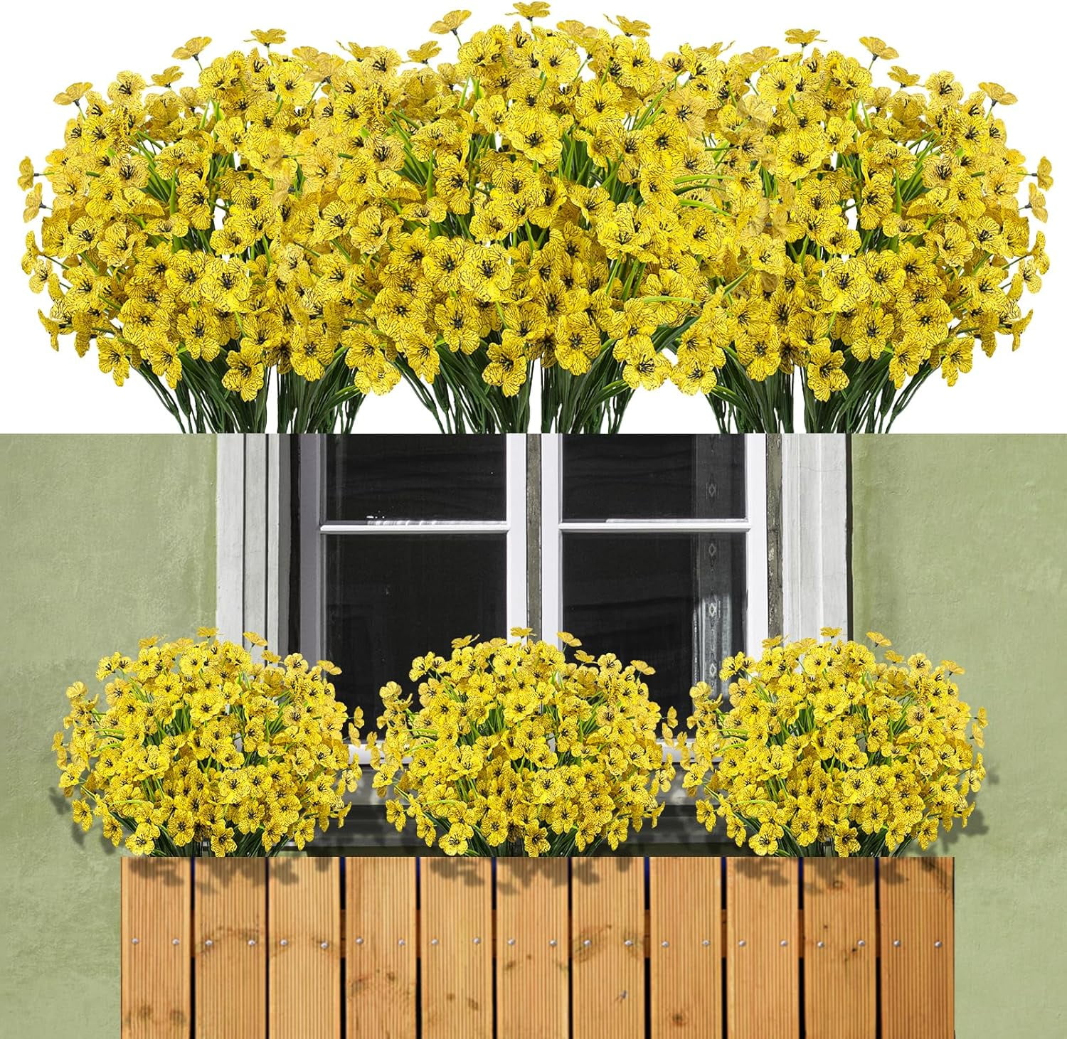 Zukuco 18PCS Artificial Flowers Outdoor UV Resistant Fake Silk Plants ...
