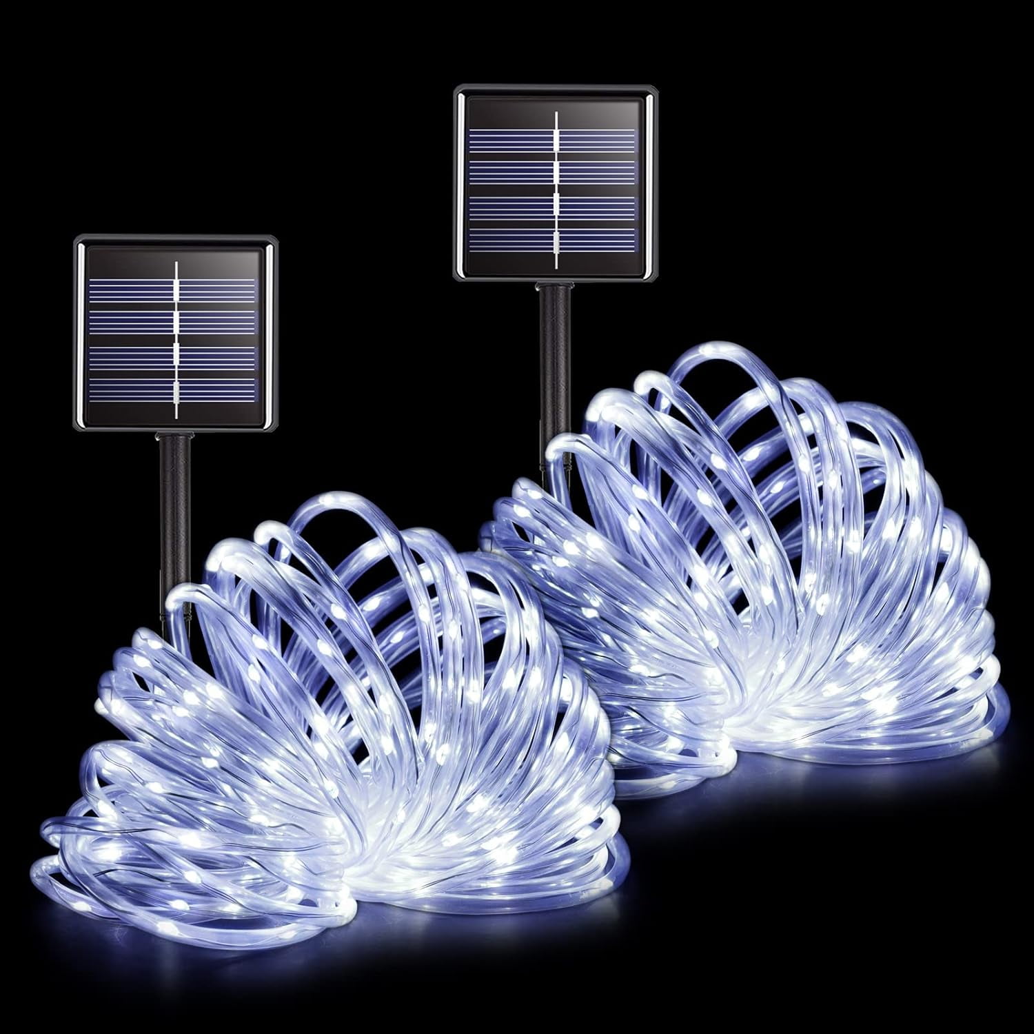 Zukuco 2 Pack Cool White Solar Rope Lights, Total 66 Ft 200 LED Rope ...